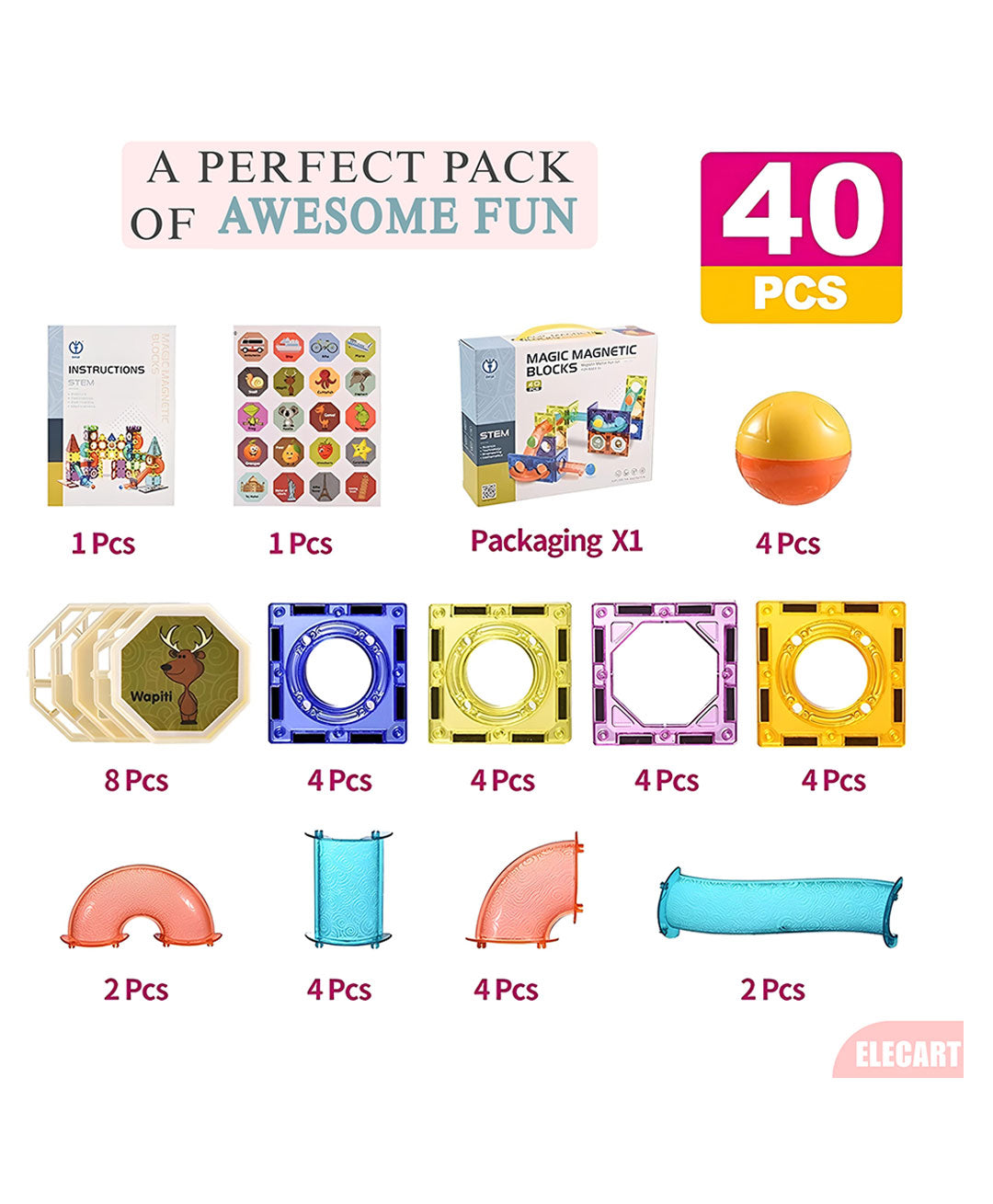 Educational Magic Magnetic Building Tiles Construction Set Multicolour ...