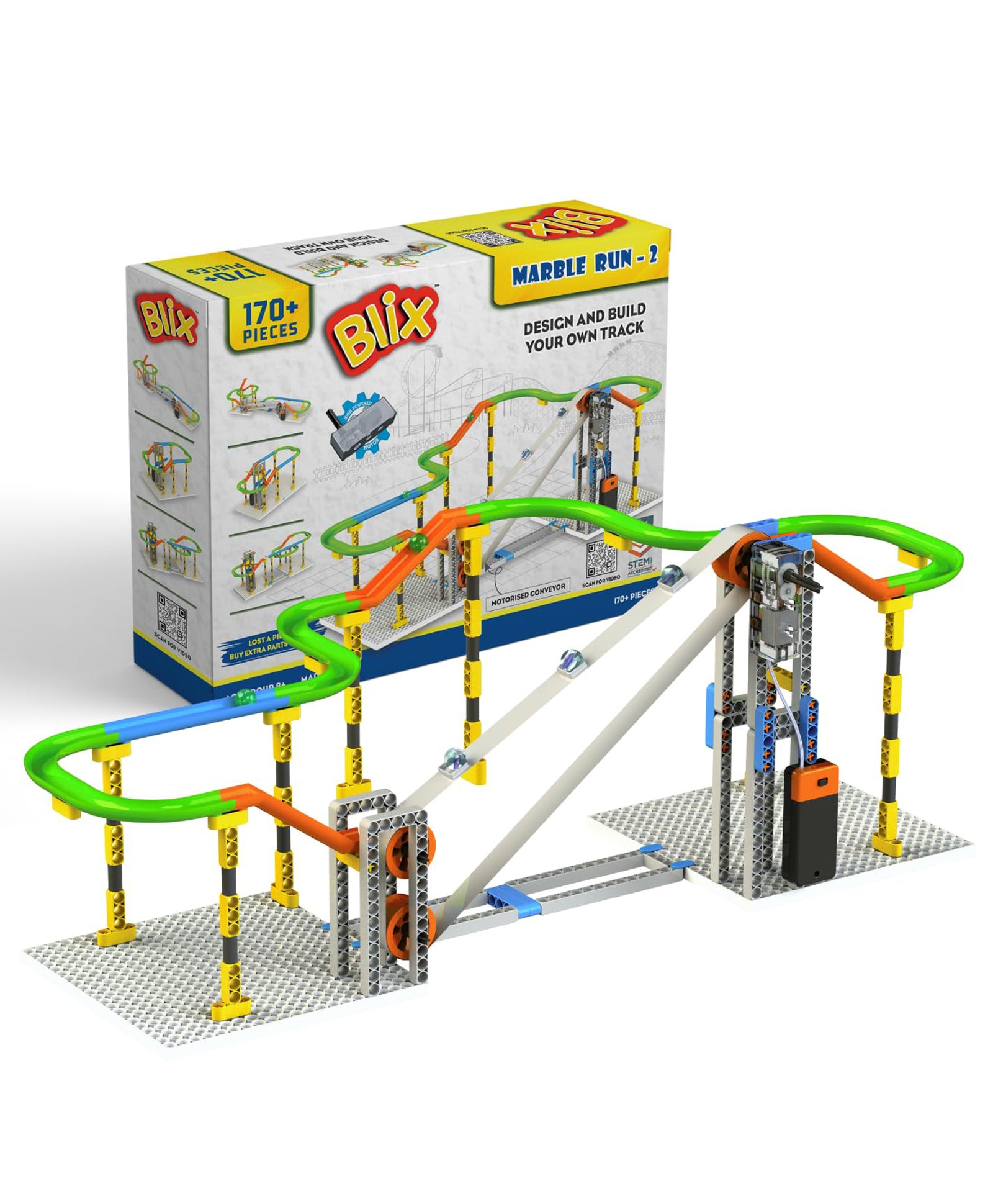 Blix Marble Run 2 Motorised Conveyor Building Construction Set Multico ...