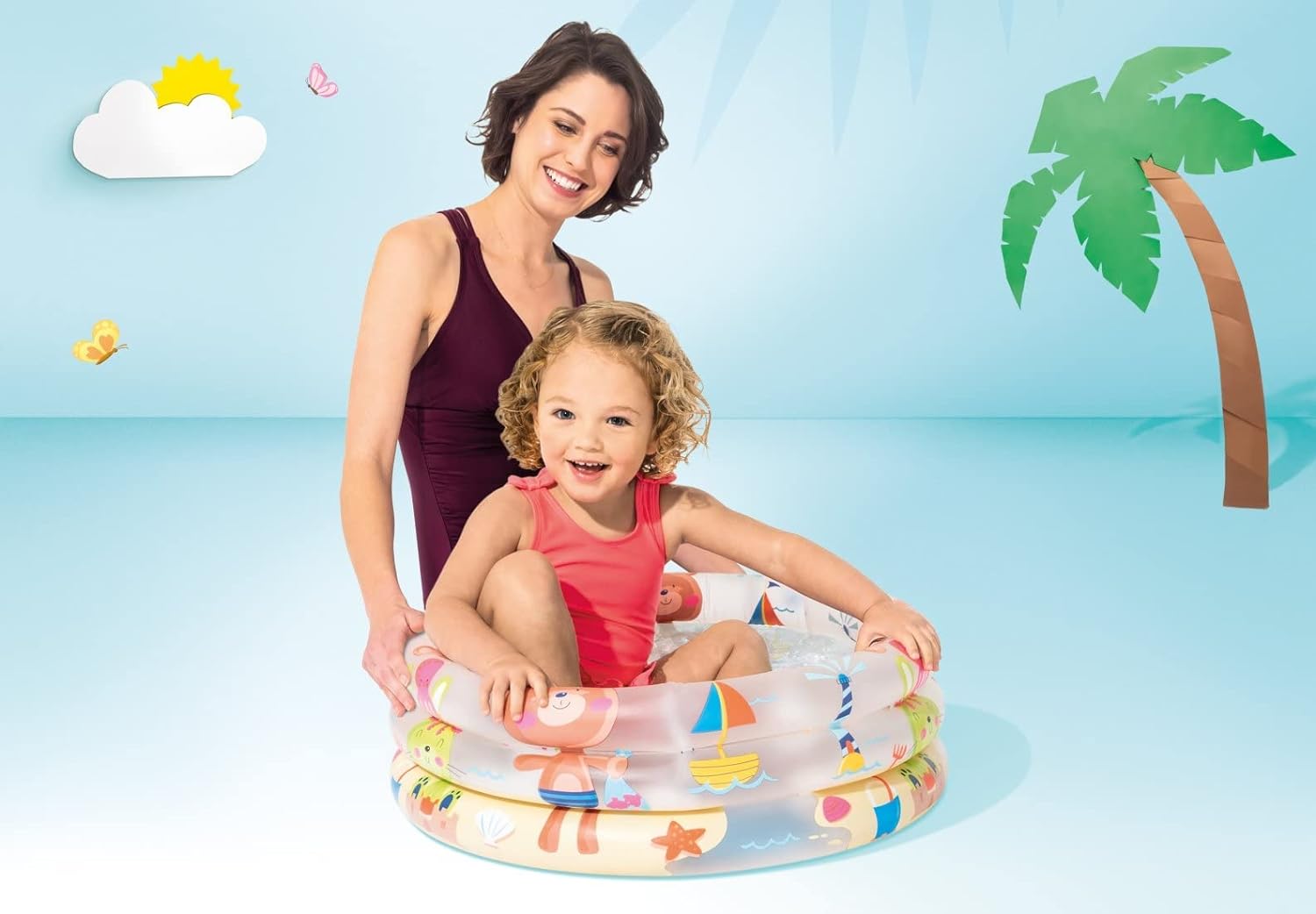 PVC Beach Buddies 3-Ring Inflatable Kiddie Pool (Multicolor) | TB-5710 ...