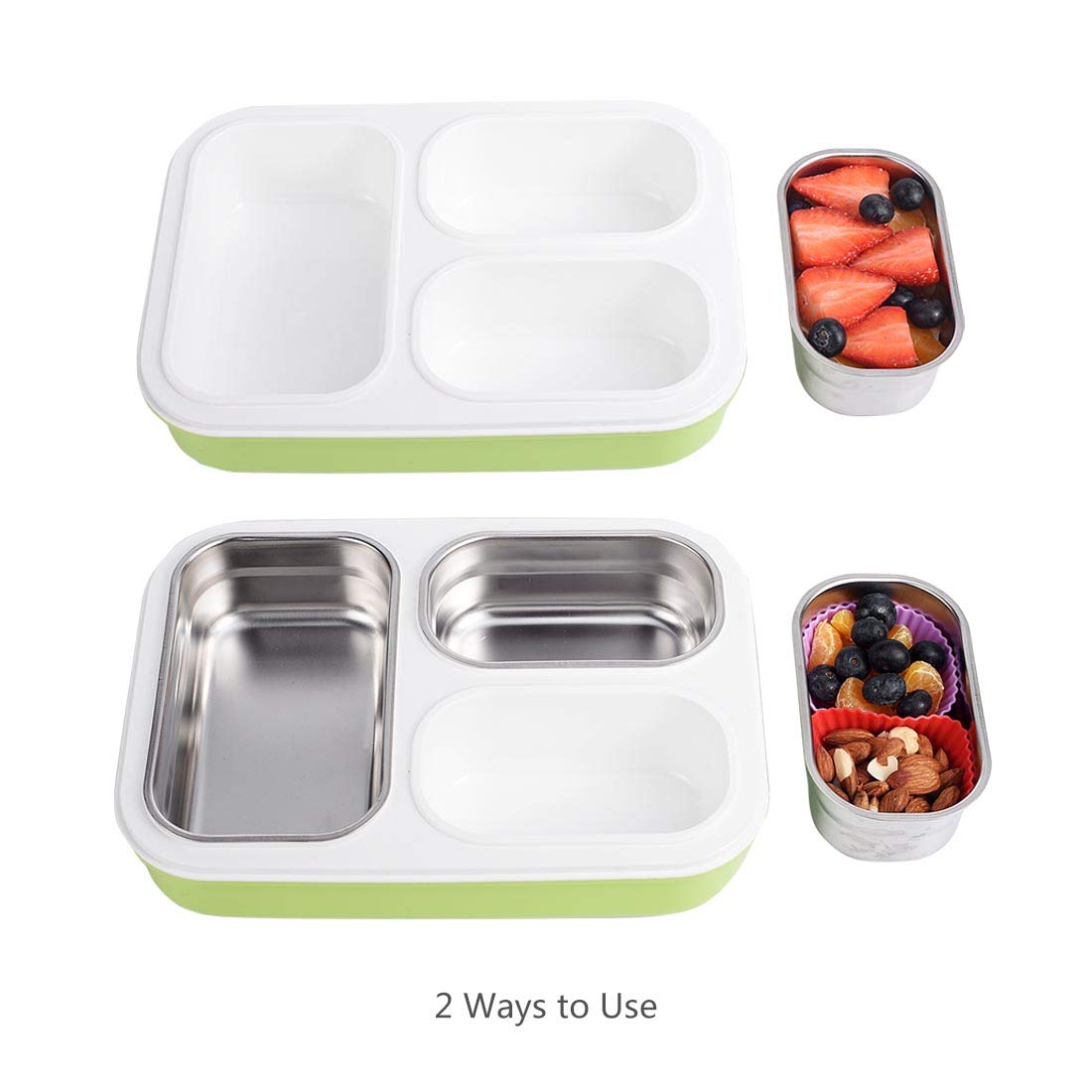 3 Compartments Divided Stainless Steel Lunch Box Containers,Leakproof ...