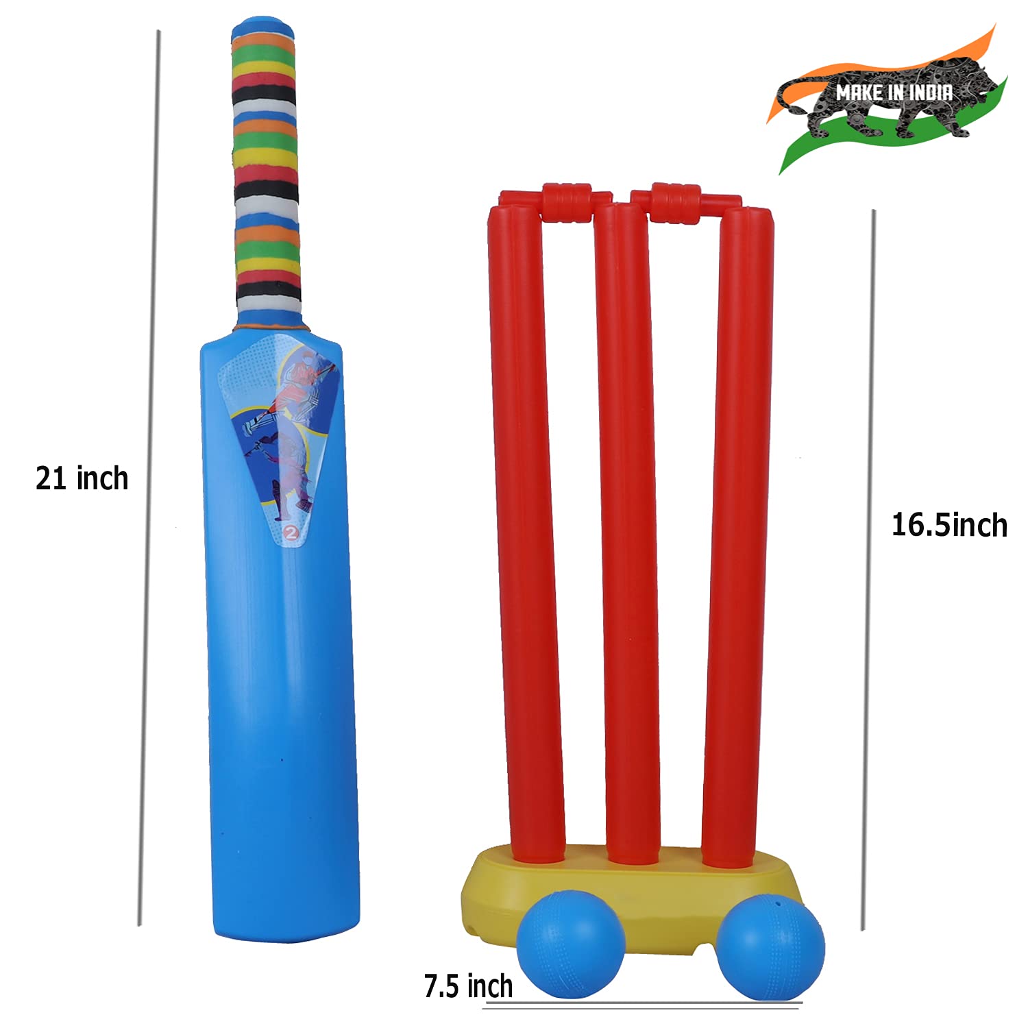 lastic Lite Weight Cricket kit (1 bat, 2 Ball, 3 Wicket, 2 Stamp, 1 St ...