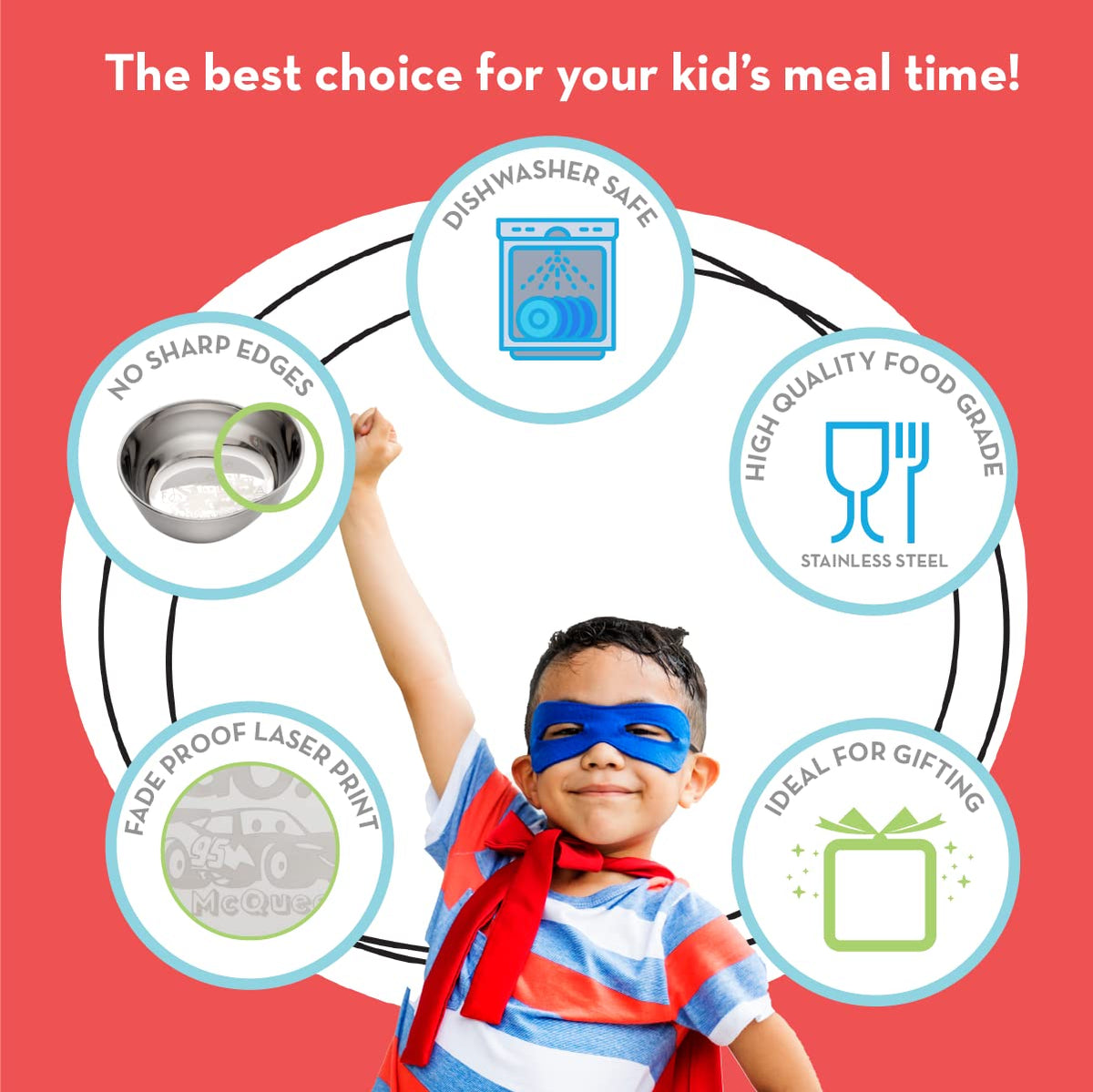 Lazer Printed Cars Design Super Meal Stainless Steel | INT445 (Set of ...