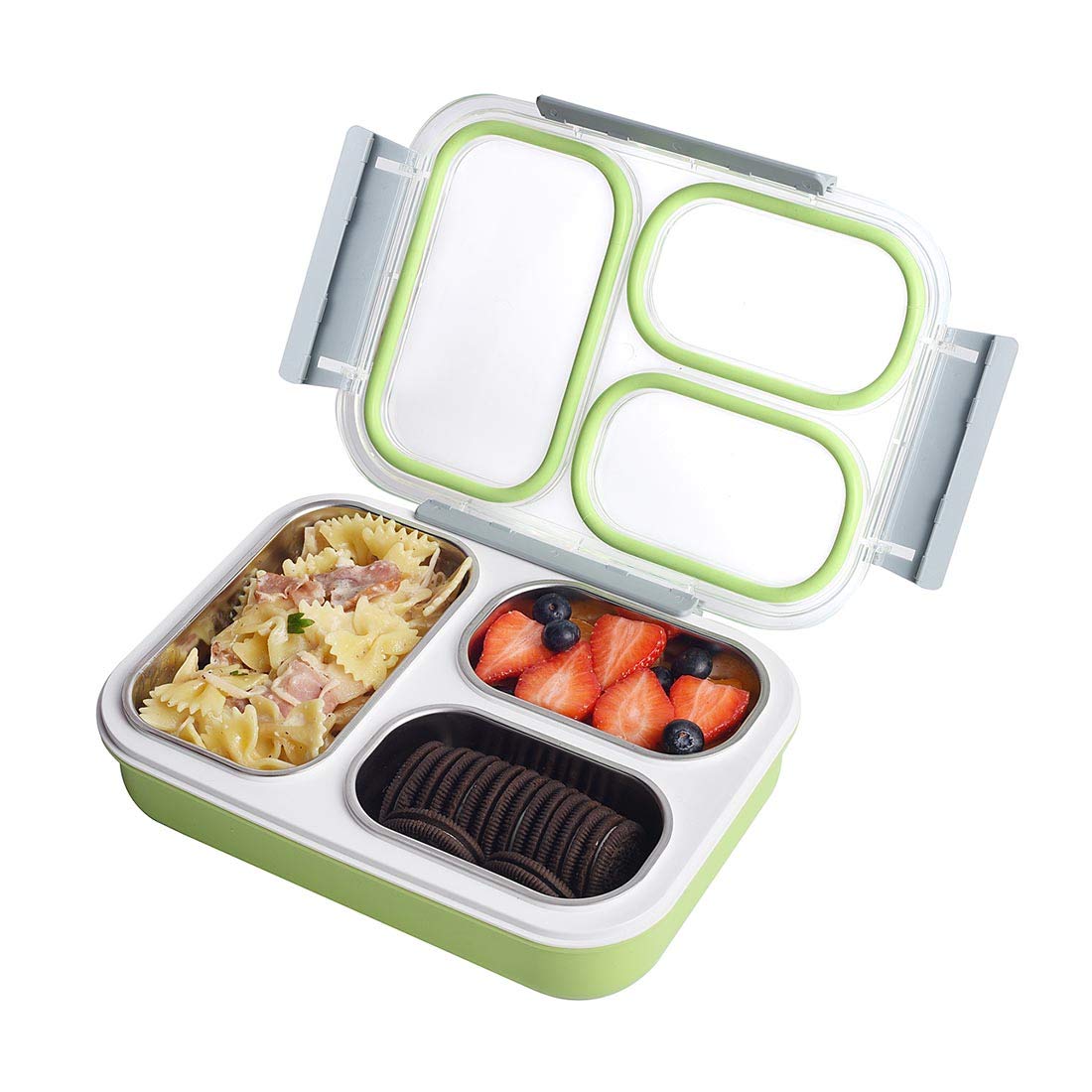 3 Compartments Divided Stainless Steel Lunch Box Containers,Leakproof ...