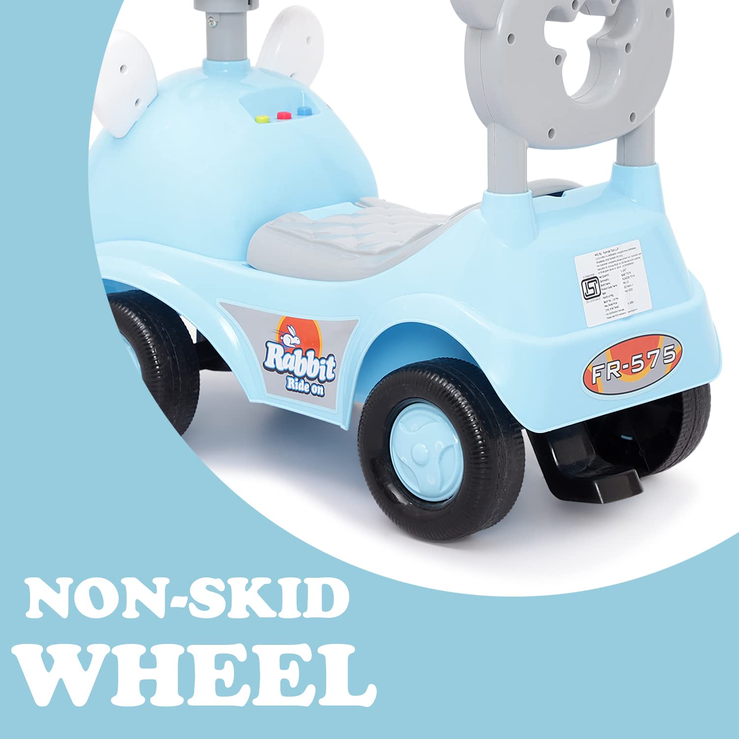 Ride Kids Push Car Rabbit Toy Car Backrest and Under Seat Storage Util ...