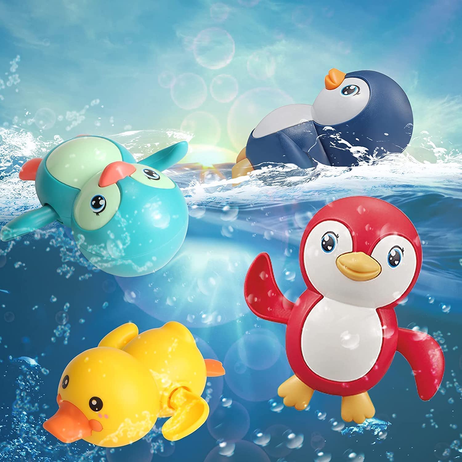 Wind Up Swimming Penguin Bath Toy | NE555 | Multicolor ( Pack of 1 ...