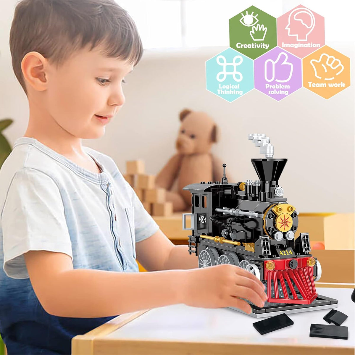 COGO City Steam Train Construction Toy 4214– KidsROAR