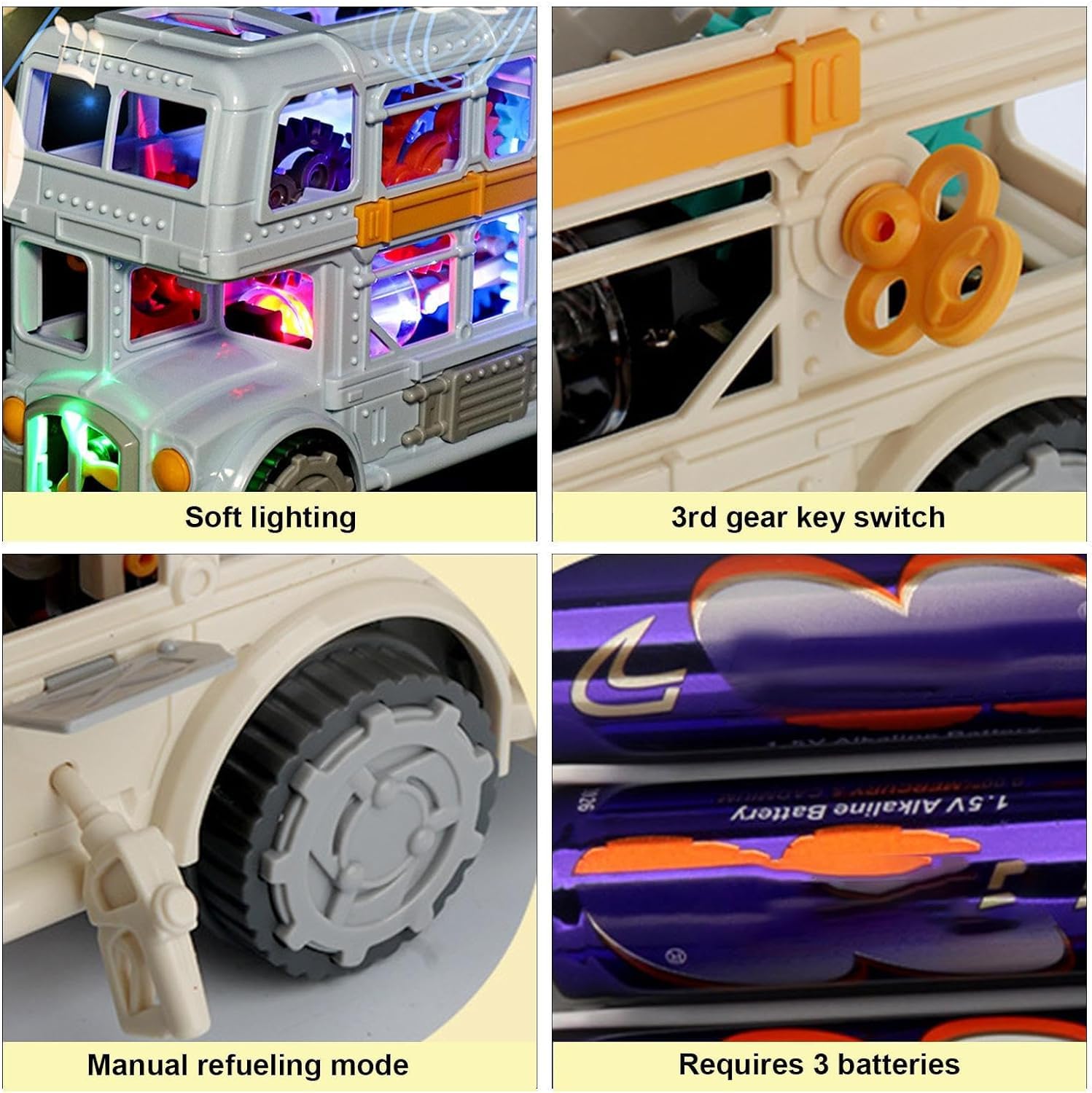 Simulation Steering Wheel Musical School Bus Toy with Lights and Sound ...