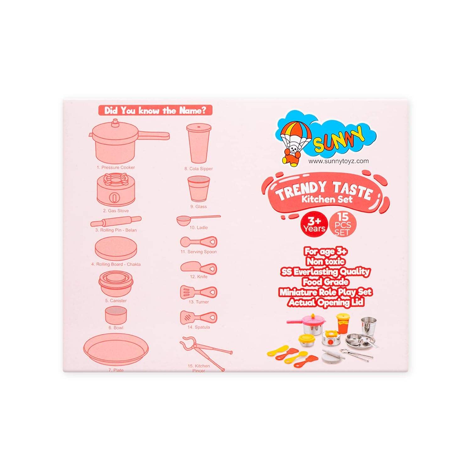 15 Pieces Trendy Taste Kitchen Play Set | SY1085– KidsROAR