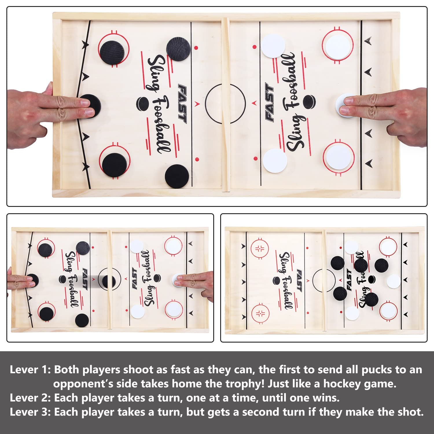 Fast Sling Puck Board Game with Extra 10 Pucks(Total 20 Pucks) | LOVS ...