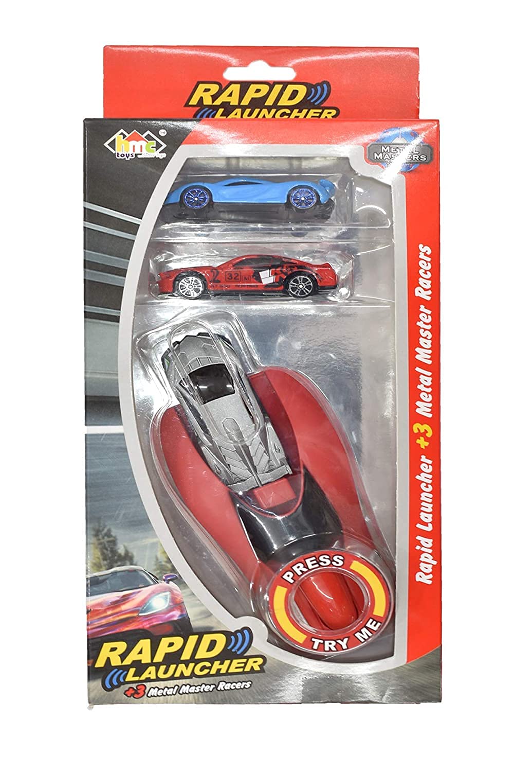 Rapid Launcher Play Set Toy with 3 Die Cast Stunt Car | RN 01– KidsROAR