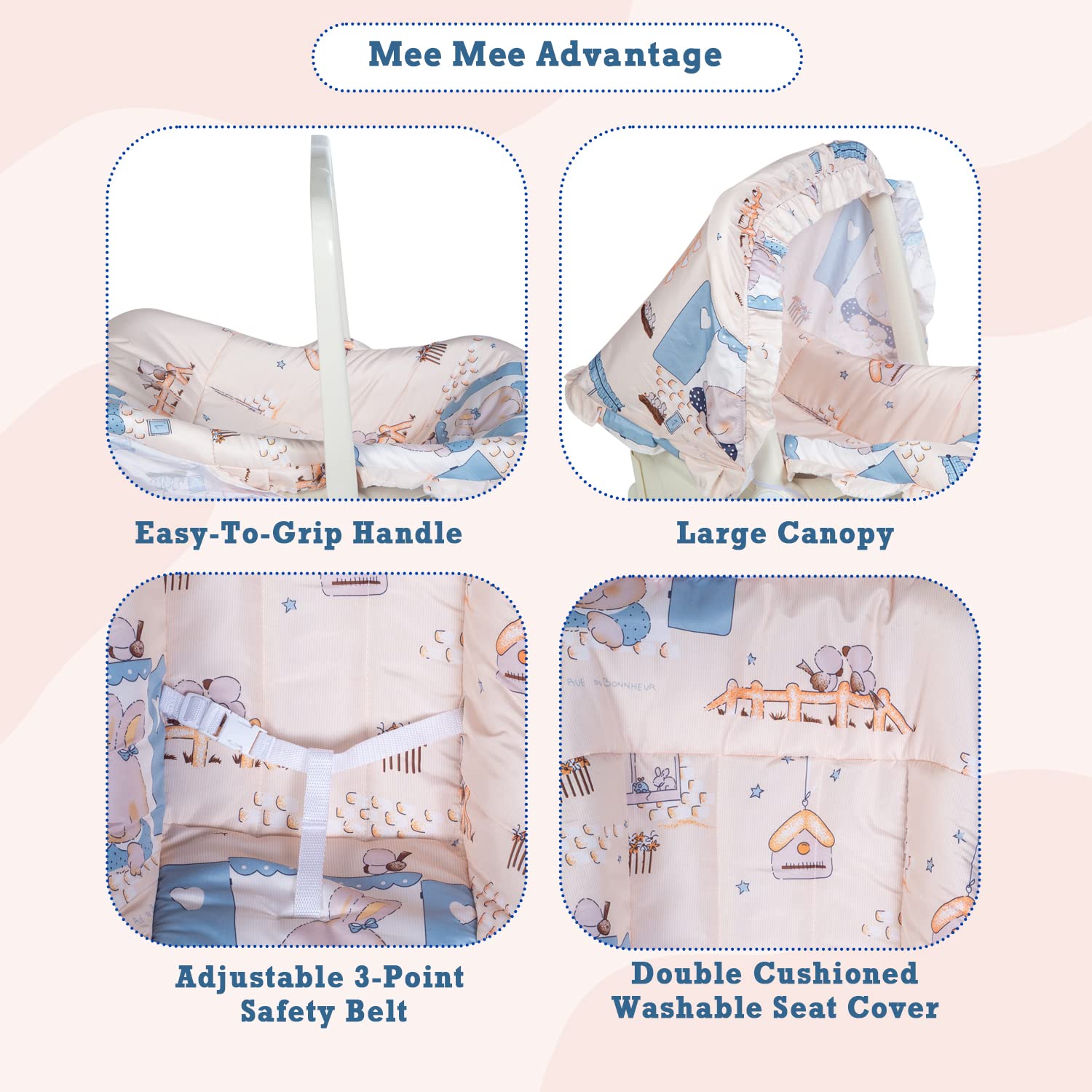 Cozy Baby Carry Cot & Rocking Chair with Adjustable Handle | Large Can ...