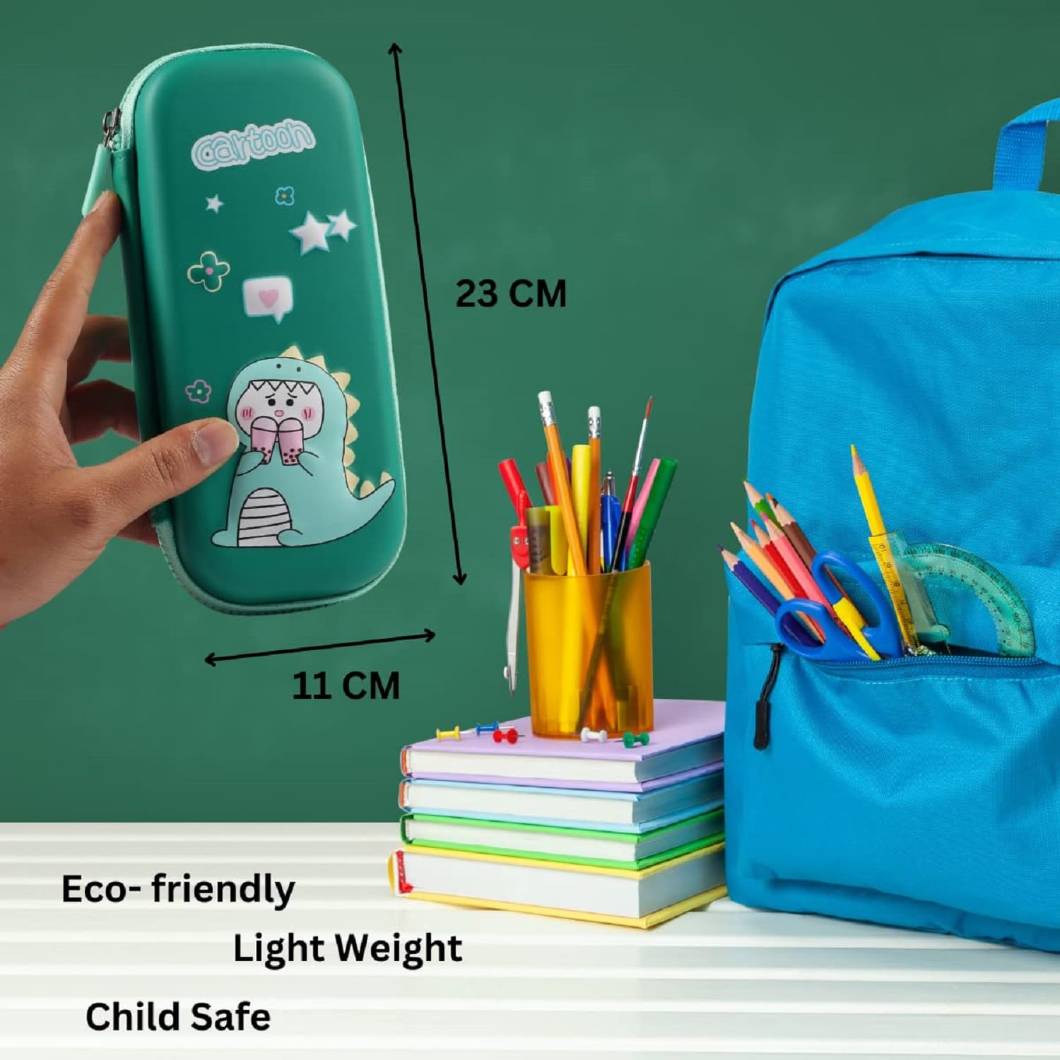 3D EVA Design Embossed Hardtop Cover Pencil Case with Compartments | L ...