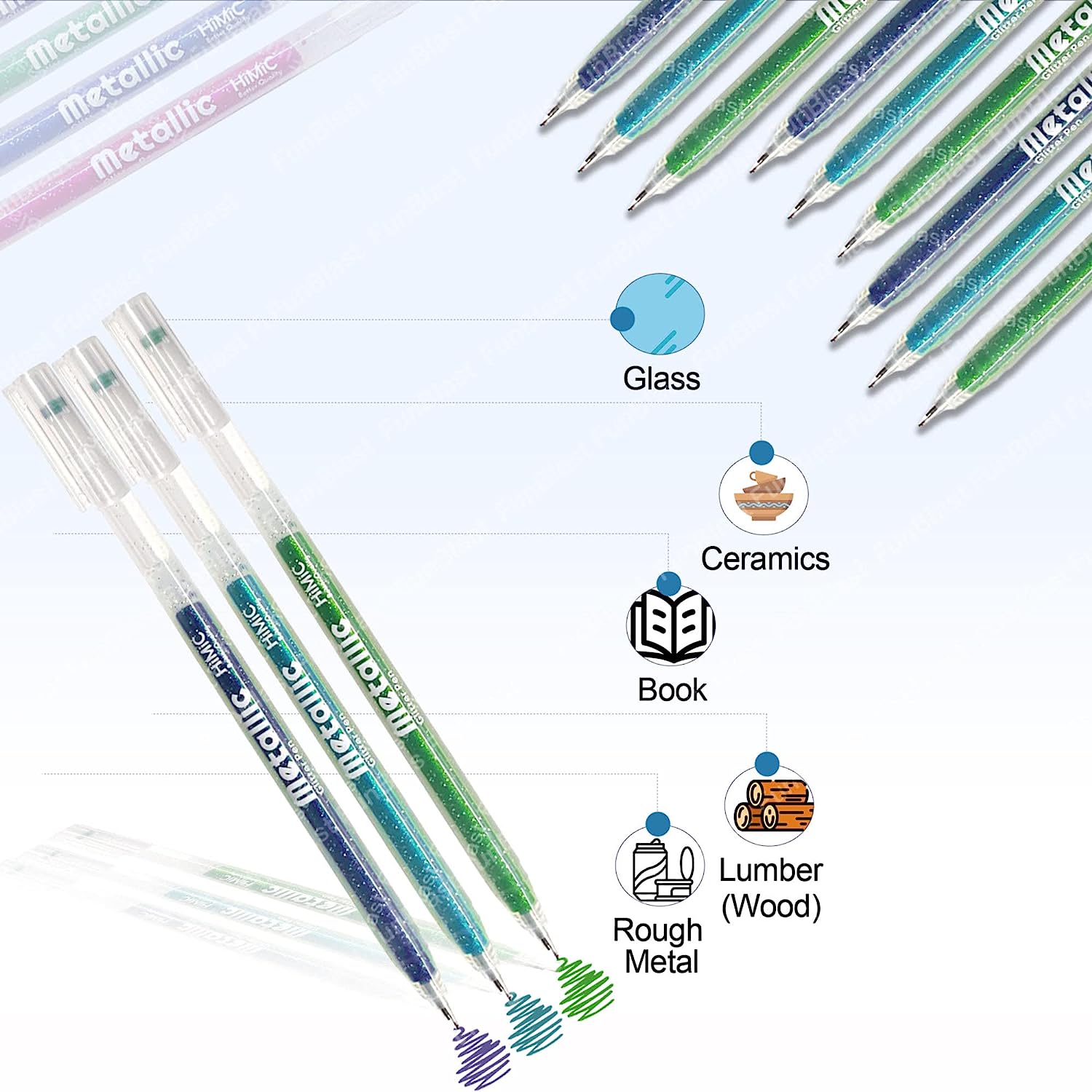 Metallic Glitter Pen – 12 Colors | HMC-9013-12– KidsROAR