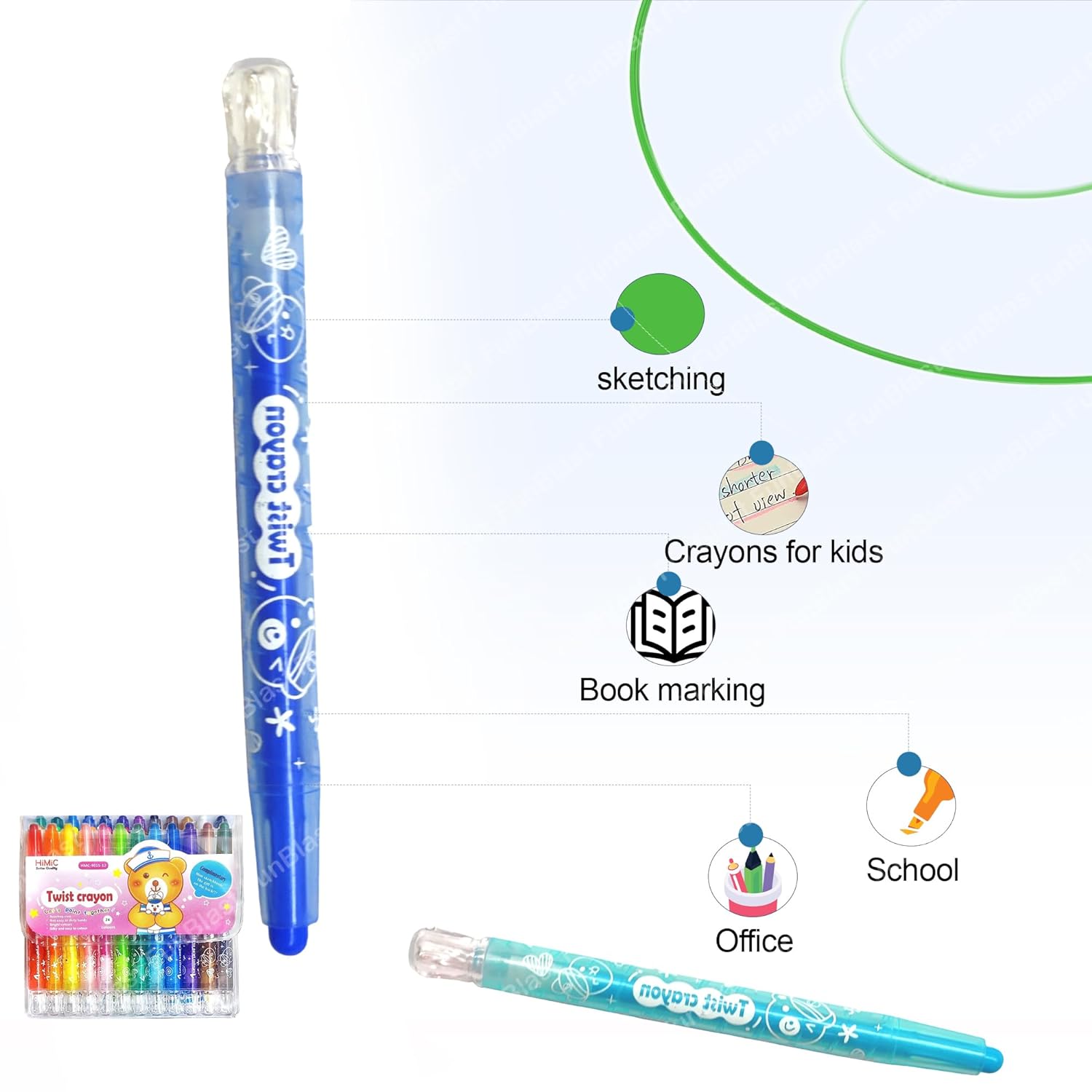 Twist Crayons - 24 Pcs Crayon Set | HMC9017-24– KidsROAR