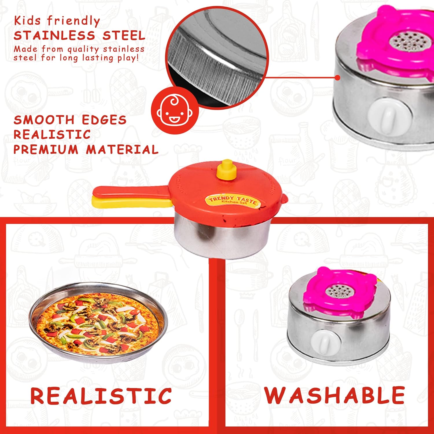 15 Pieces Trendy Taste Kitchen Play Set | SY1085– KidsROAR