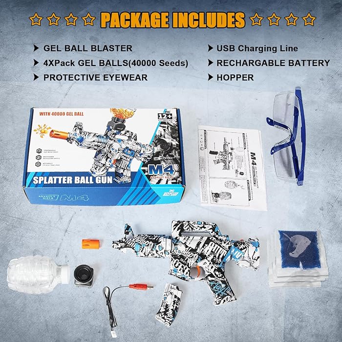 High Speed M4 Automatic Splat Gun with 40000 Gel Balls | GUZH1805– KidsROAR