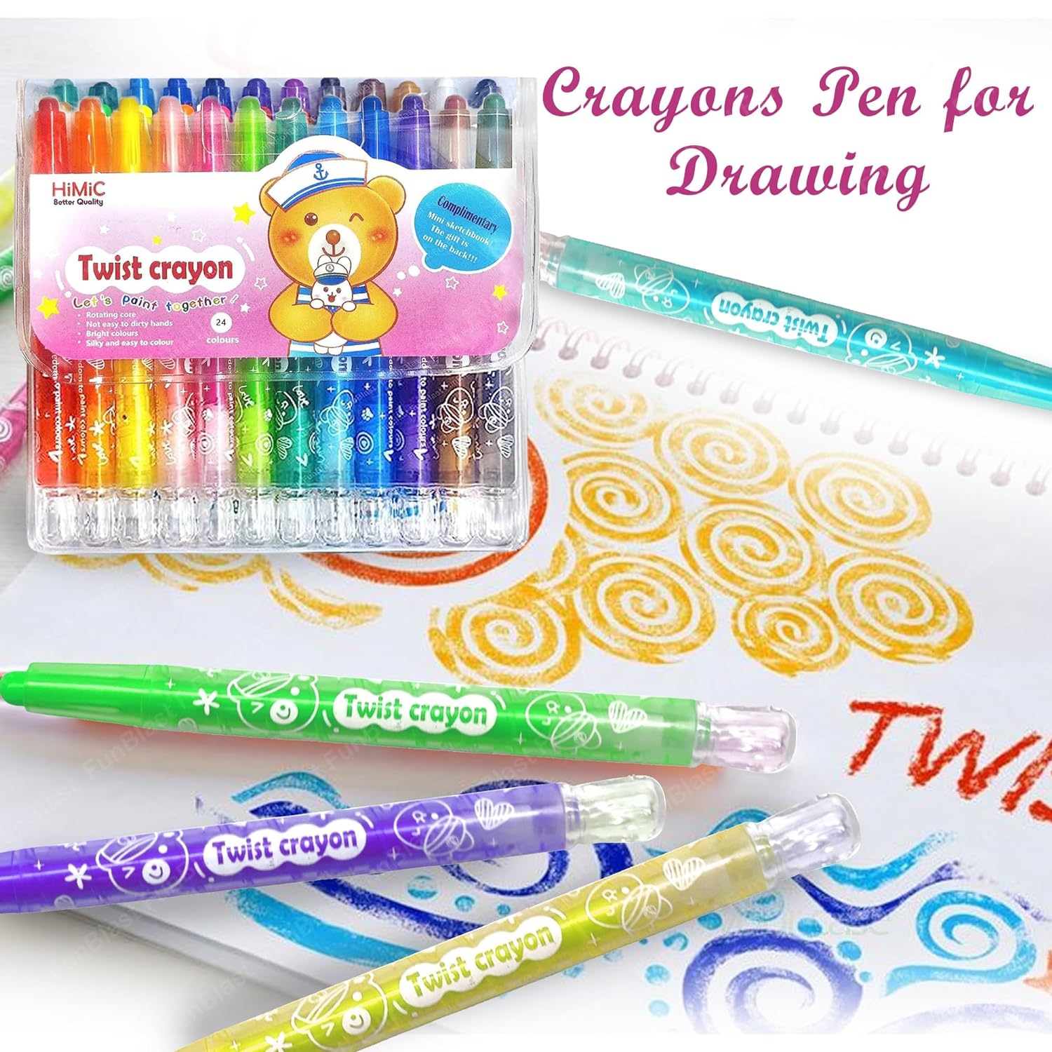 Twist Crayons - 24 Pcs Crayon Set | HMC9017-24– KidsROAR