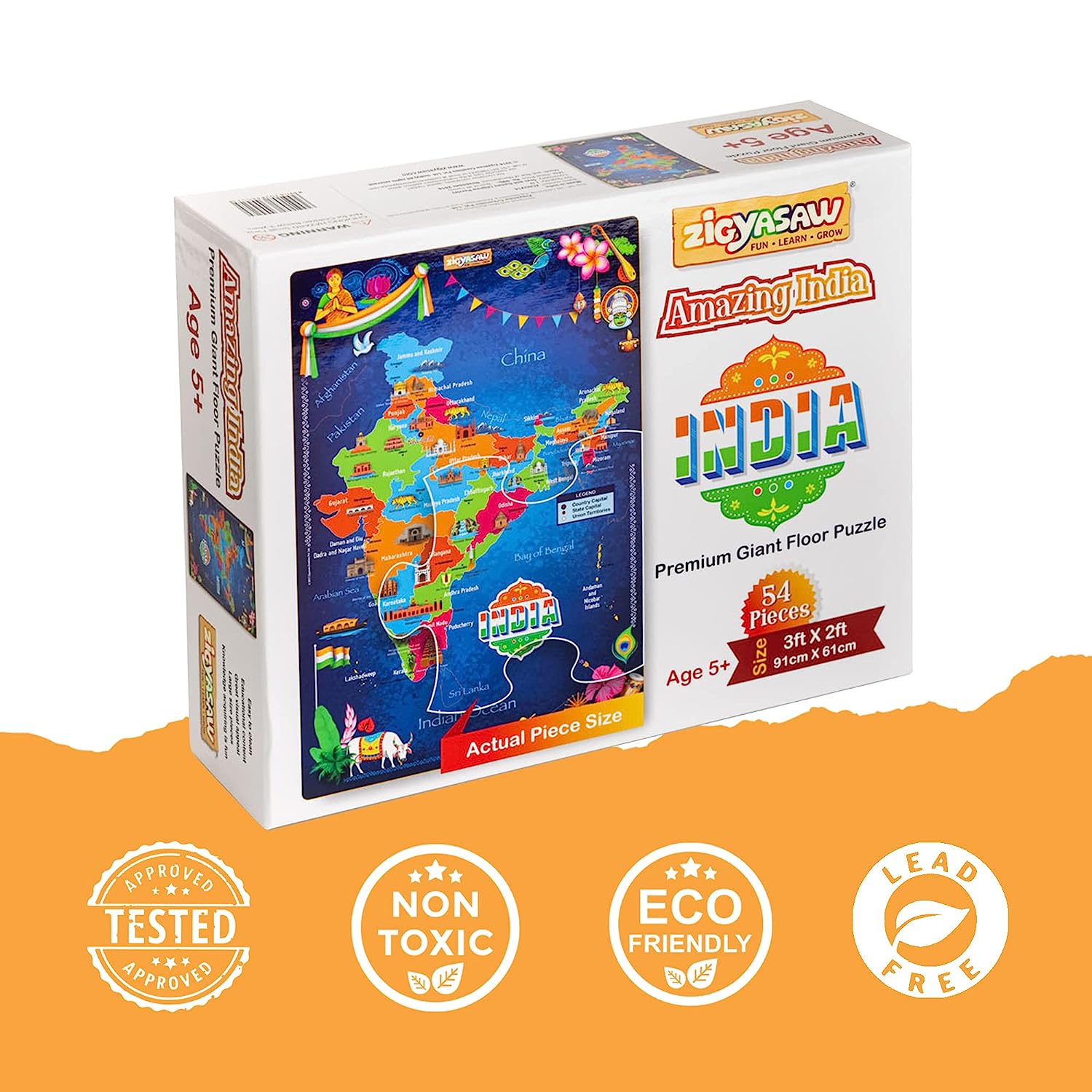 Map of India & States Premium Giant Cardboard Floor Puzzle 36 Inches x ...
