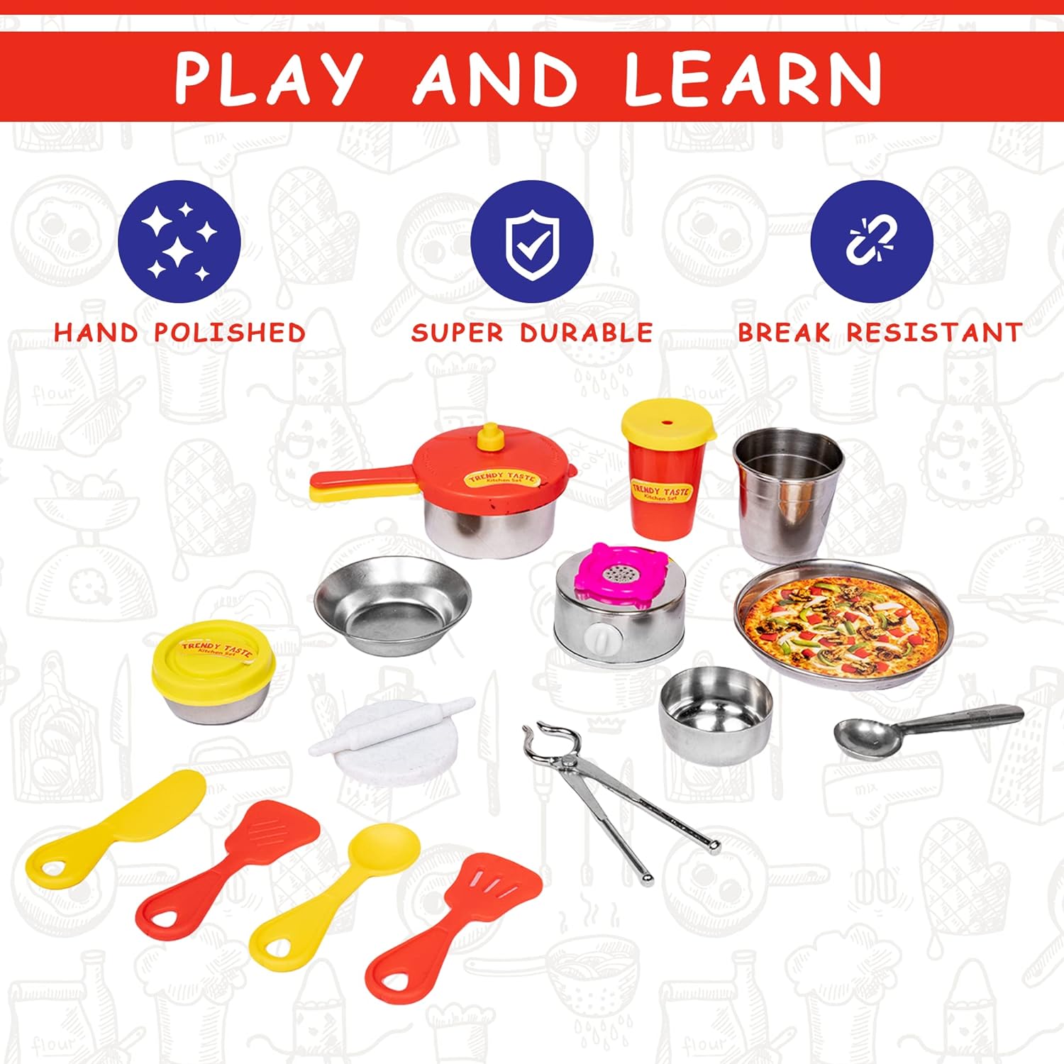 15 Pieces Trendy Taste Kitchen Play Set | SY1085– KidsROAR