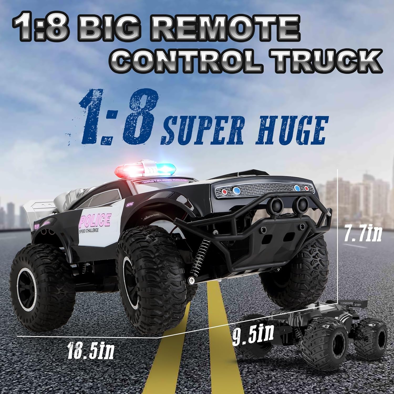 Large Remote Control Police Car Toy with Lights and Sirens | 9020-5F ...