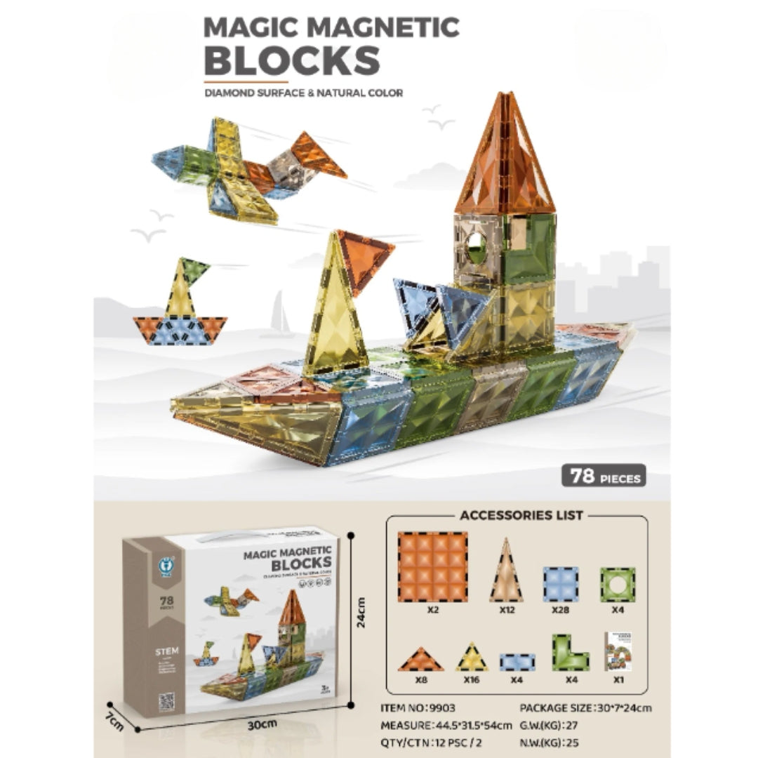MAGIC MAGNATIC TILES BLOCK 78PCS | NE990378– KidsROAR