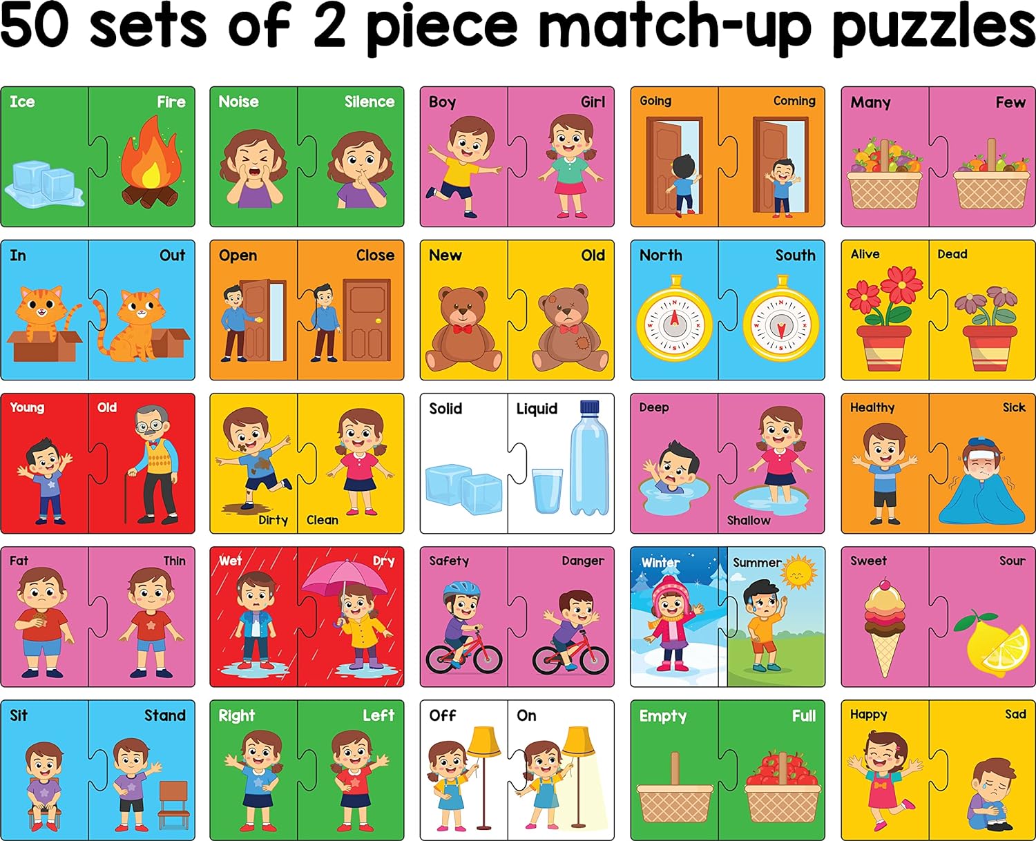 Opposites Fun Type 1-50 puzzles to introduce | EDS-40– KidsROAR