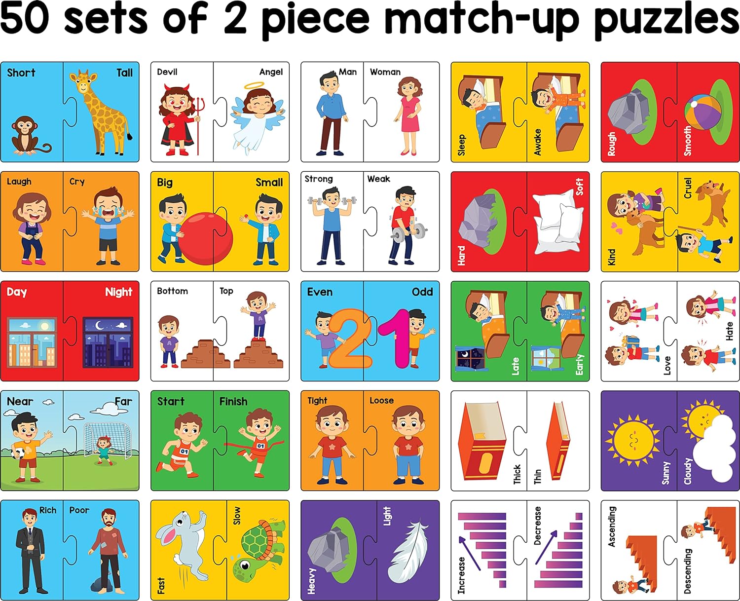 Opposites Fun Type 1-50 puzzles to introduce | EDS-40– KidsROAR
