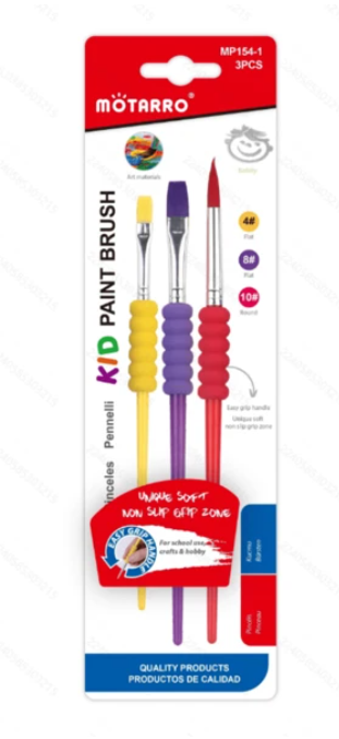 3pcs Solid Color Paintbrush Set |Soft Bristles | Foam Grip | GBT-1398 ...