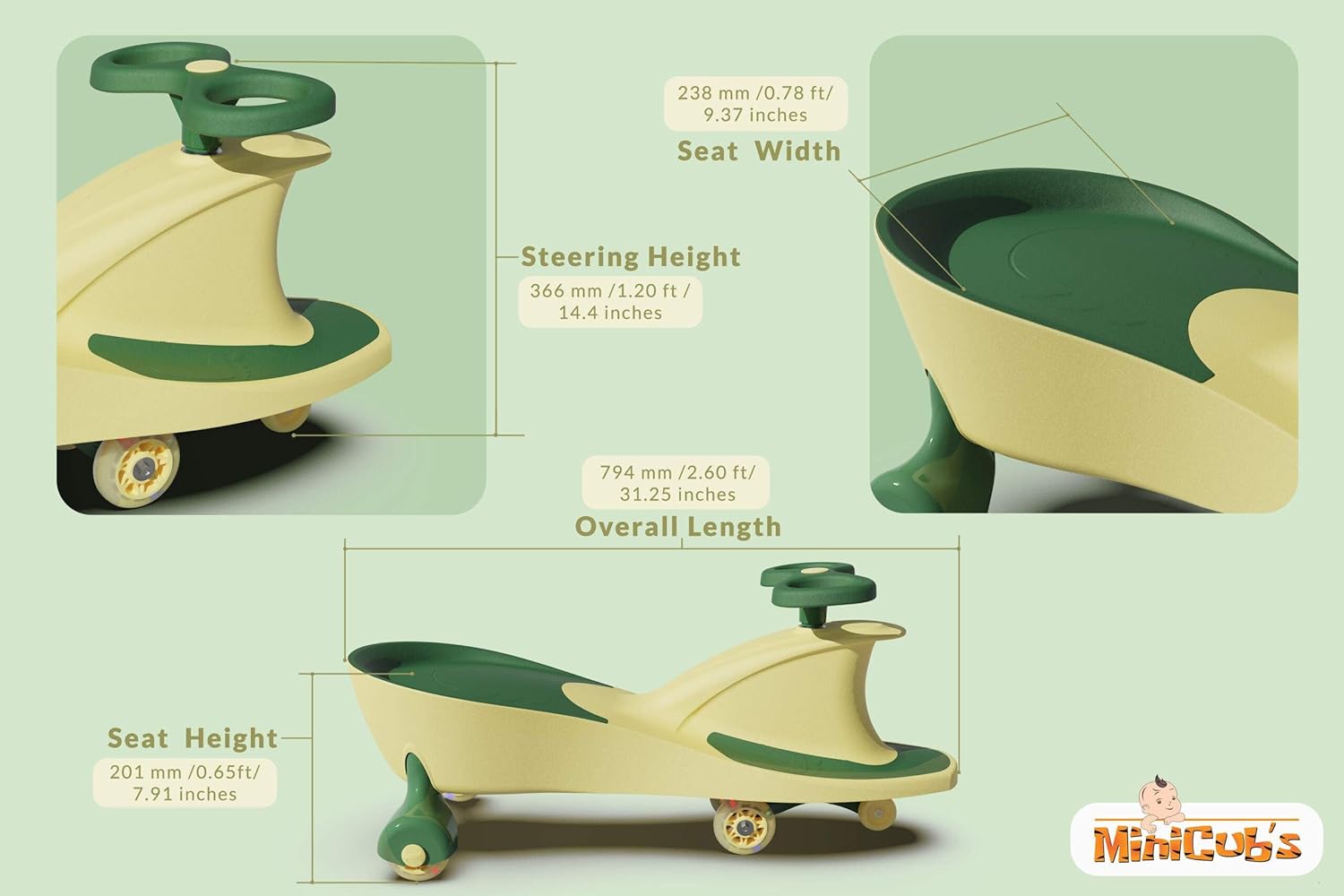 Swing Car - Kids' Ride-On Toy with Swivel Wheels | ORBITOR– KidsROAR