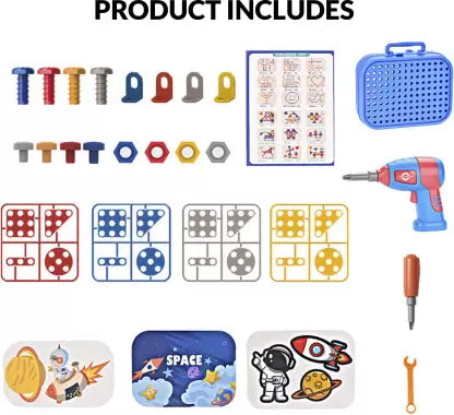 Creative toy kids DIY space screw puzzle game box disassembly and asse ...