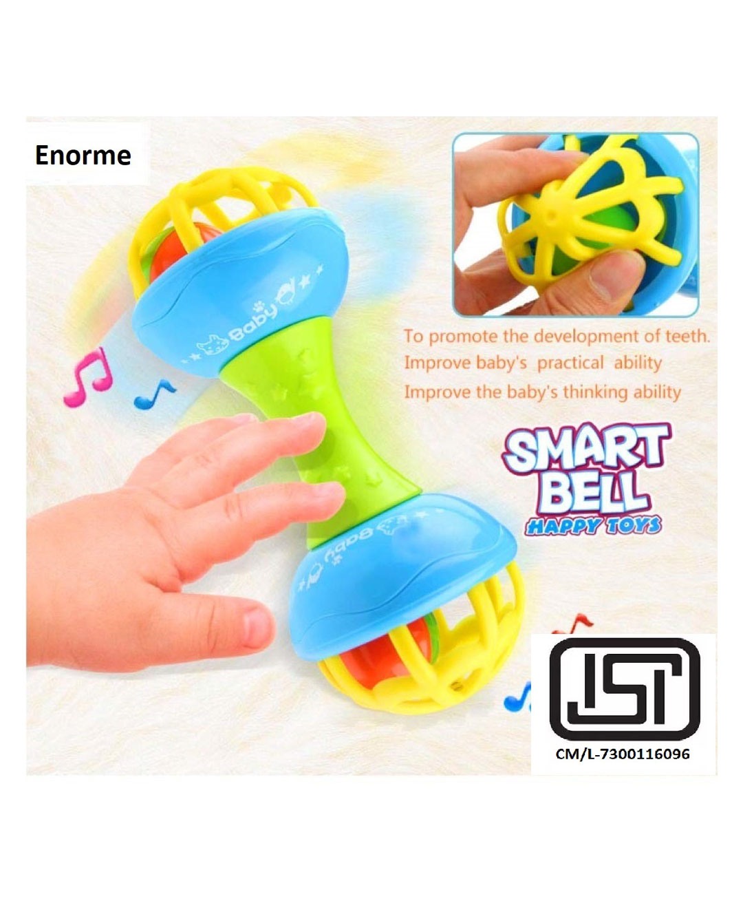 Dumbbell Rattle Teether Bell Toy | LOBR BABY RATTLE & BALL SET– KidsROAR