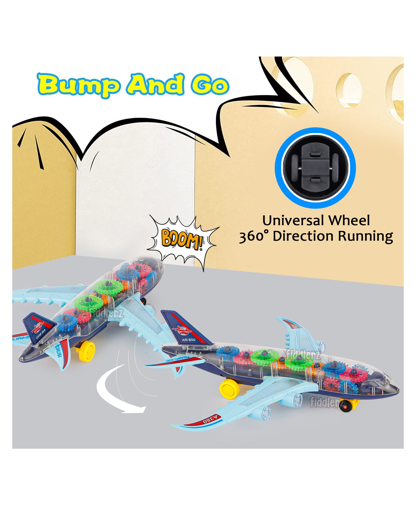 Transparent Gear Plane Toys (color may vary) | LOTB601 GEAR PLANE– KidsROAR