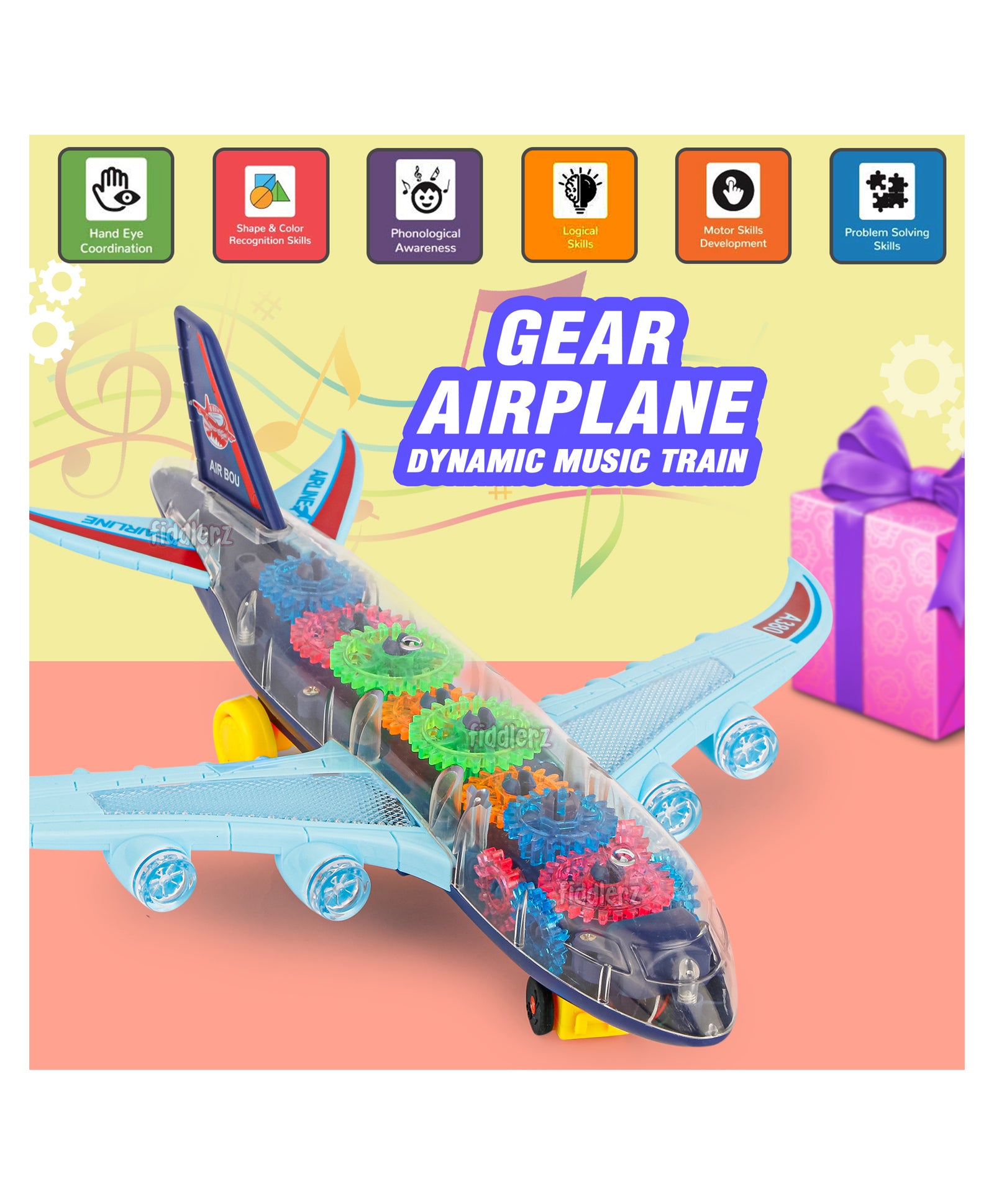 Transparent Gear Plane Toys (color may vary) | LOTB601 GEAR PLANE– KidsROAR