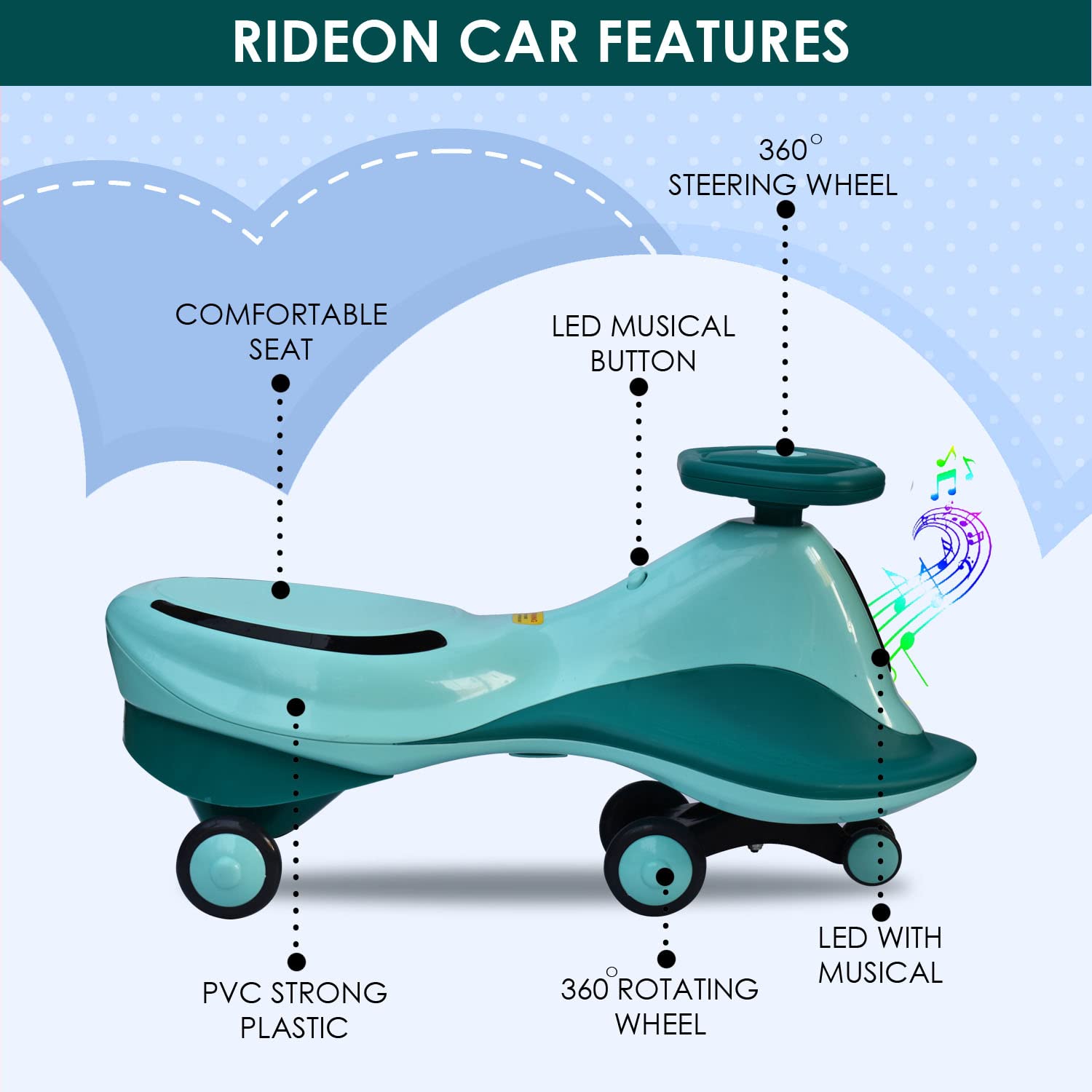 KiKi Swing Car For Kids | With Light And Music– KidsROAR