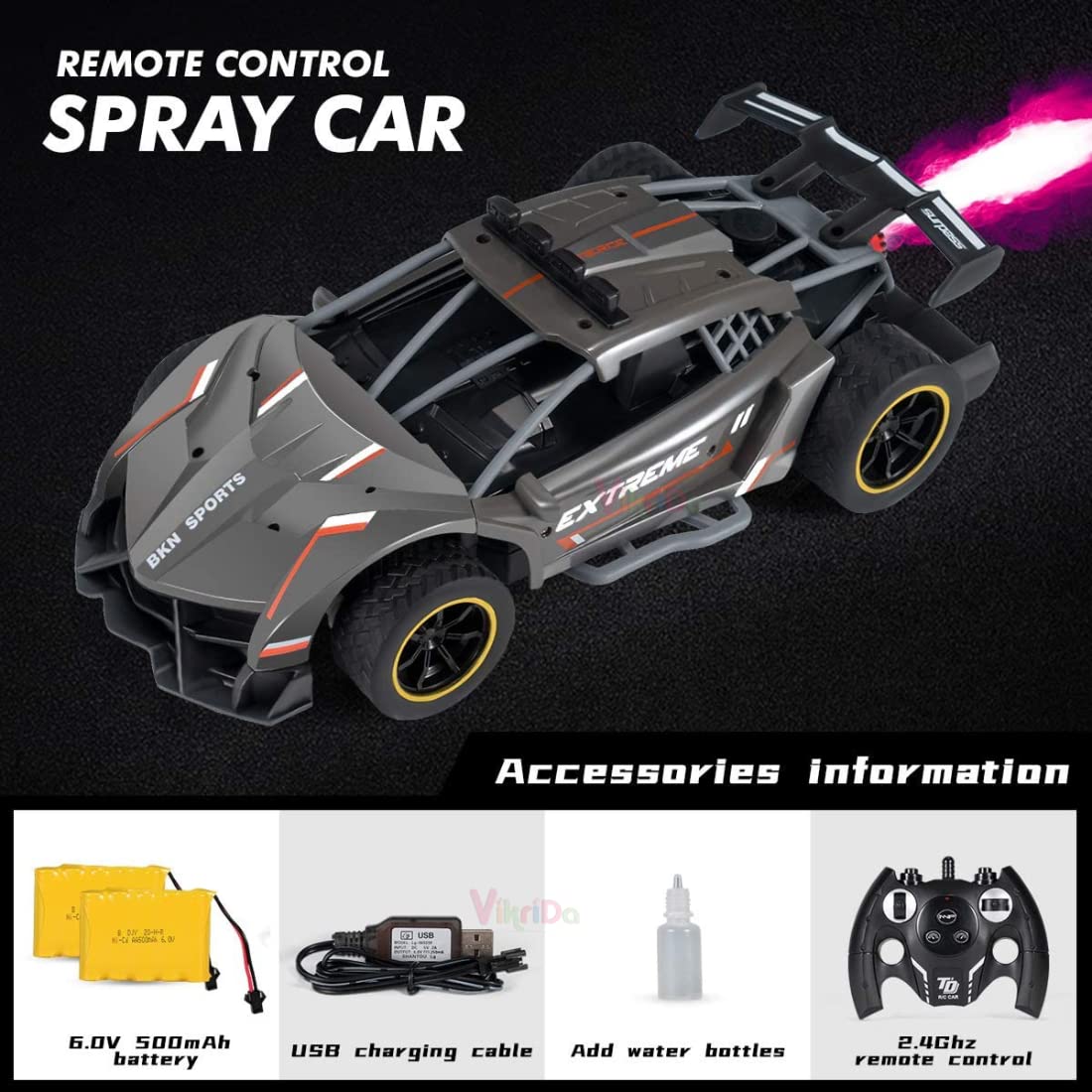 Remote Control Car With Mist Smoke Spray Function & Lights– KidsROAR