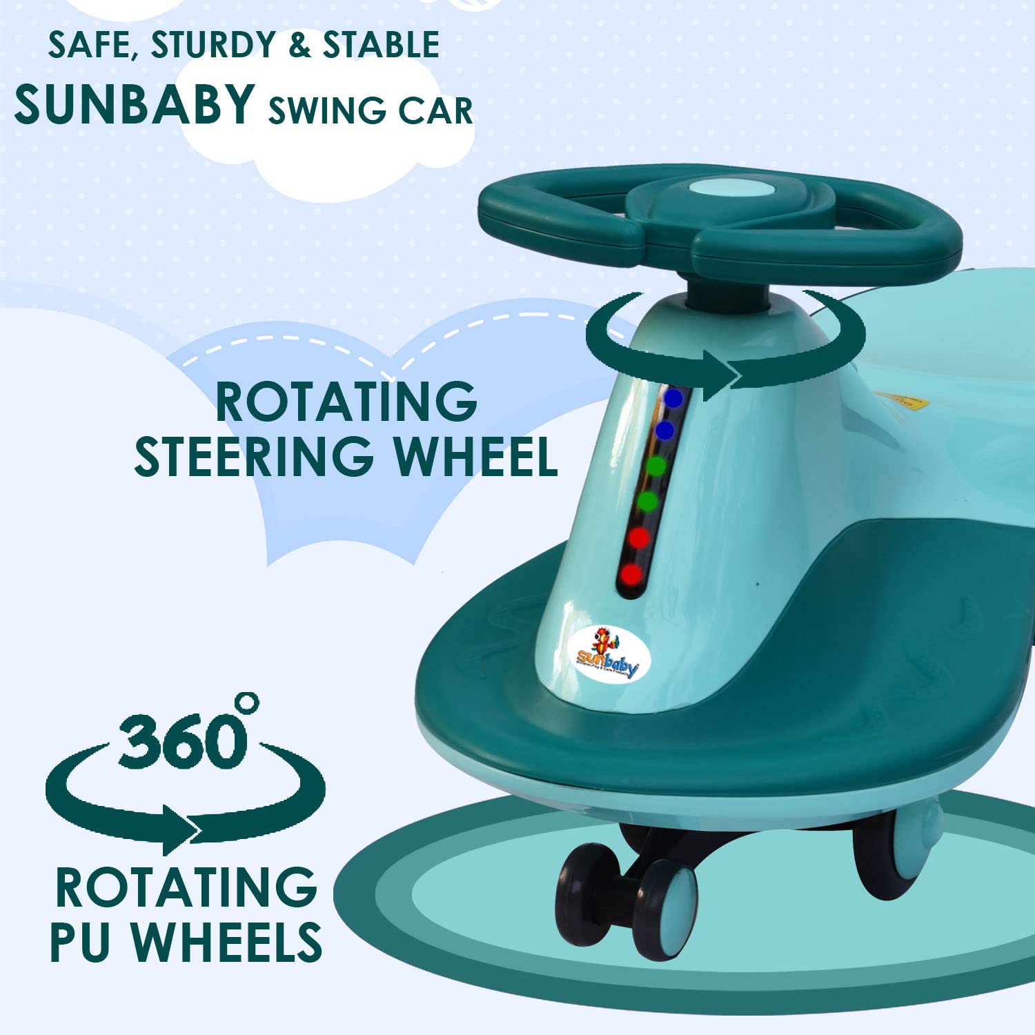 KiKi Swing Car For Kids | With Light And Music– KidsROAR