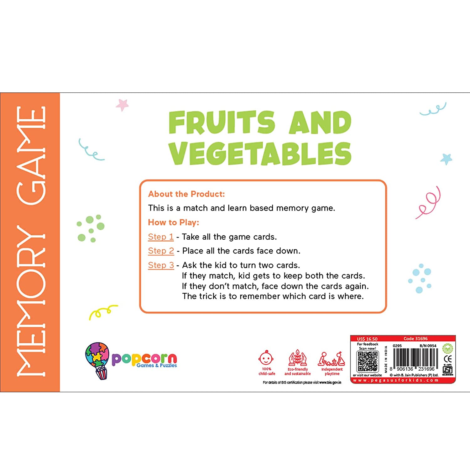 Memory Game - Fruits and Vegetables - Board Matching Games - Memory Ma ...