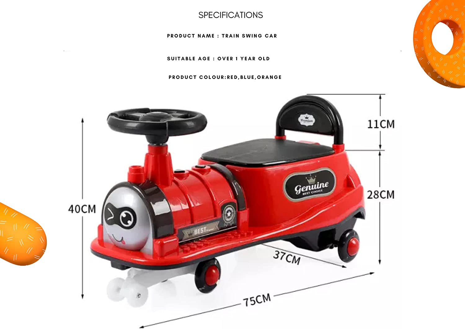 Train Swing Car For Kids | 8188 Imported Twister Car | With Light And ...