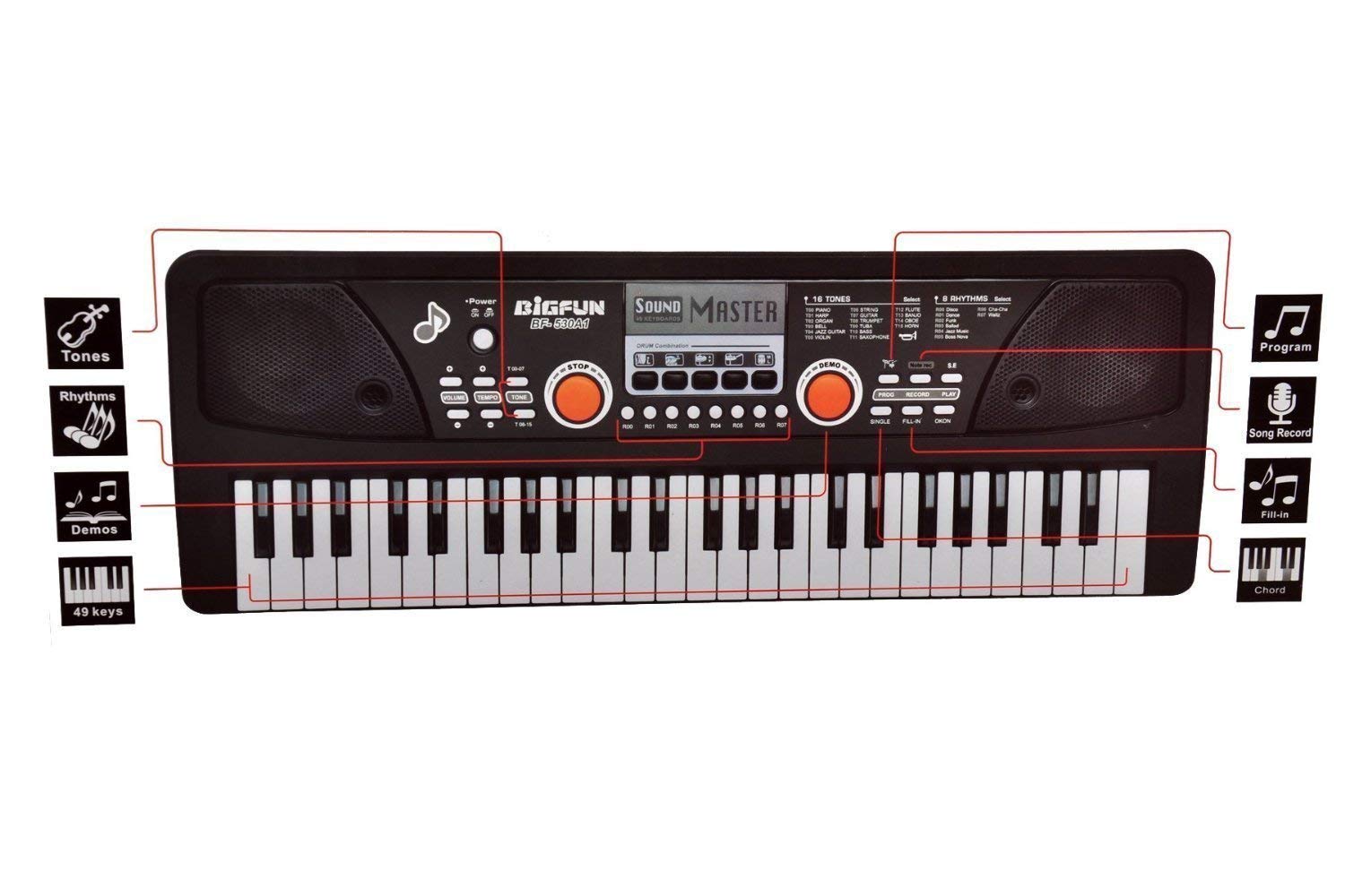 Eletronic Keyboard with Dc Power Option + Recording + Microphone for K ...