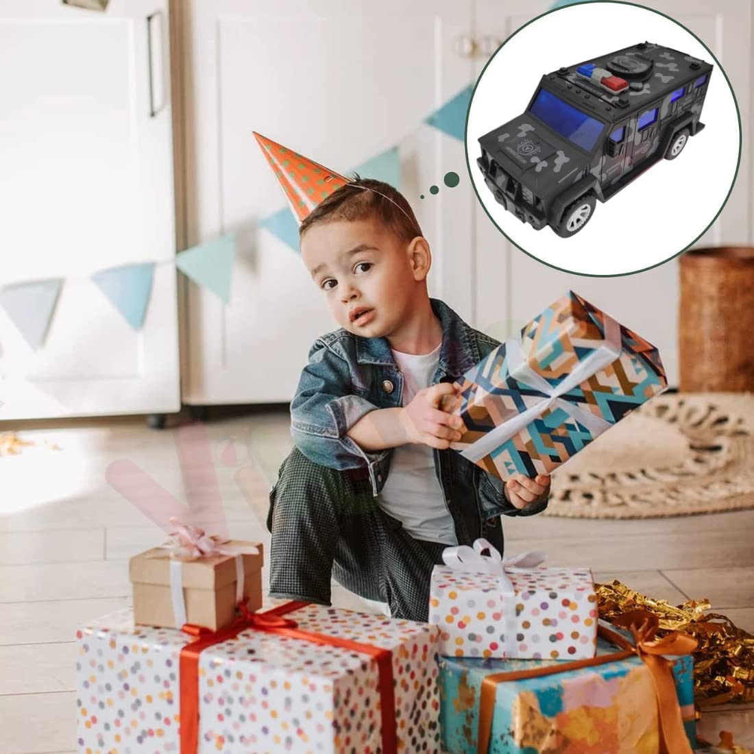 Military car money safe box for kids piggy coin cash savings box bump ...