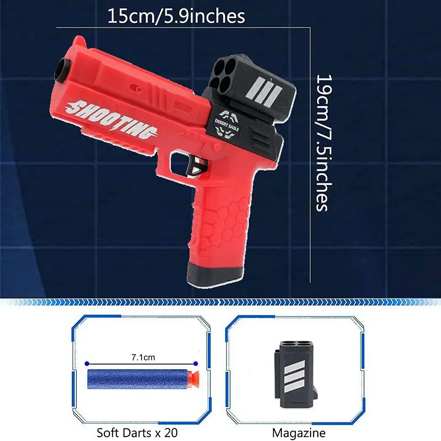 Foam Blaster Shooting Gun with 20 PCS | LOSR868-25 GECKO SOFT BULLET G ...