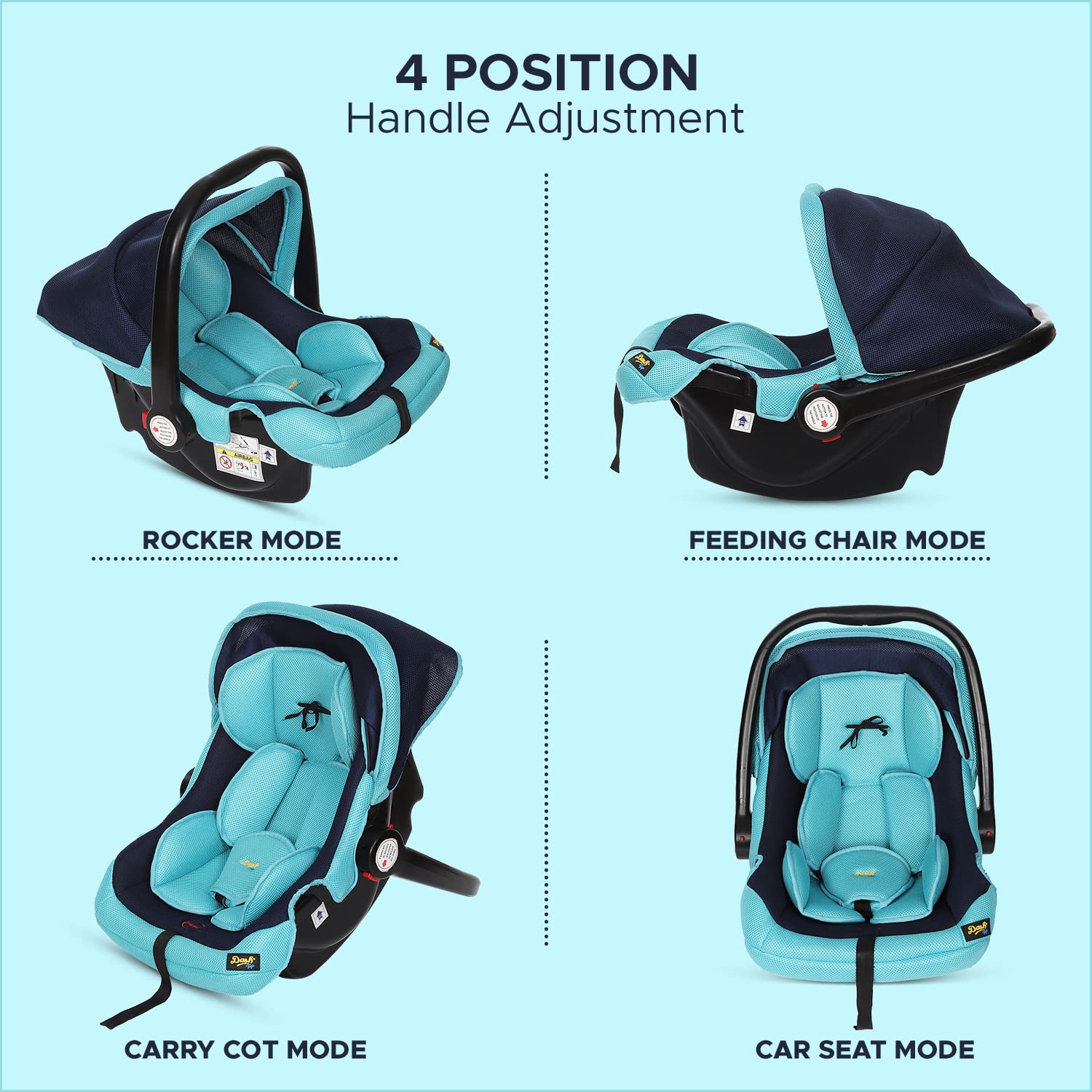 Dash 4 in 1 Infant Baby Car Seat, Carry Cot and Rocker with Canopy for ...