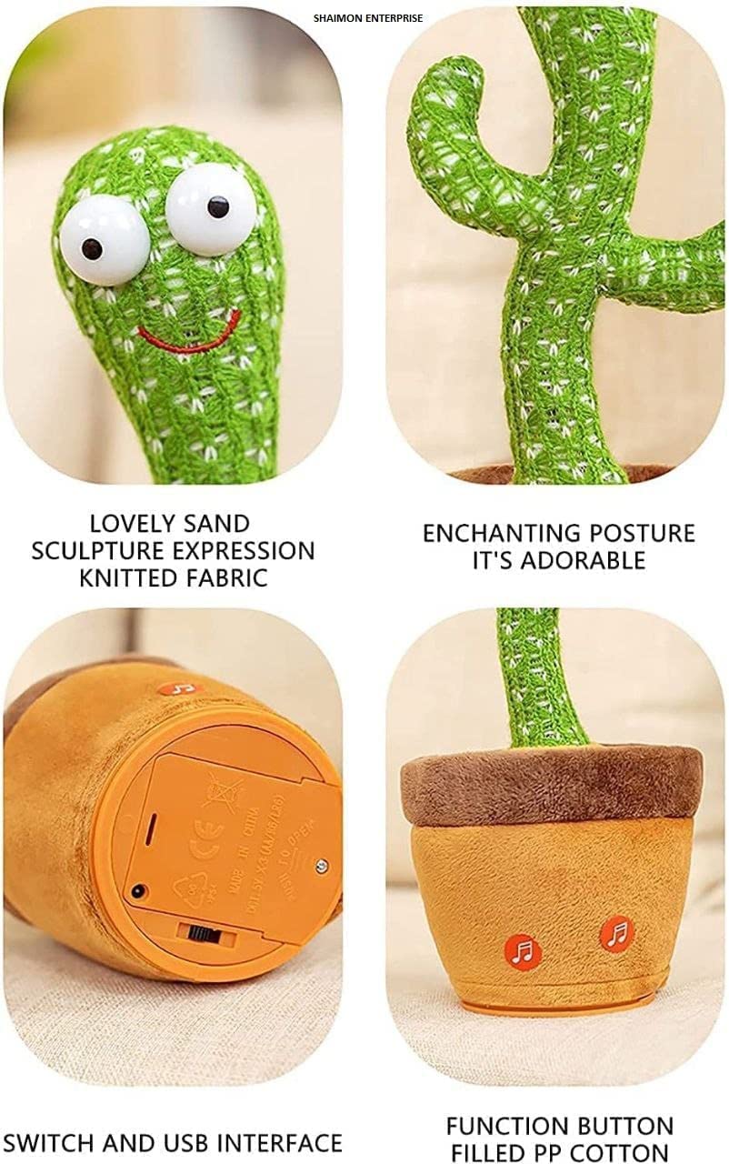 Dancing Cactus Talking Plush Toy with Singing & Recording Function - R ...