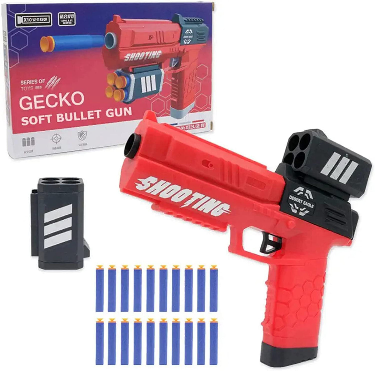 Foam Blaster Shooting Gun with 20 PCS | LOSR868-25 GECKO SOFT BULLET G ...