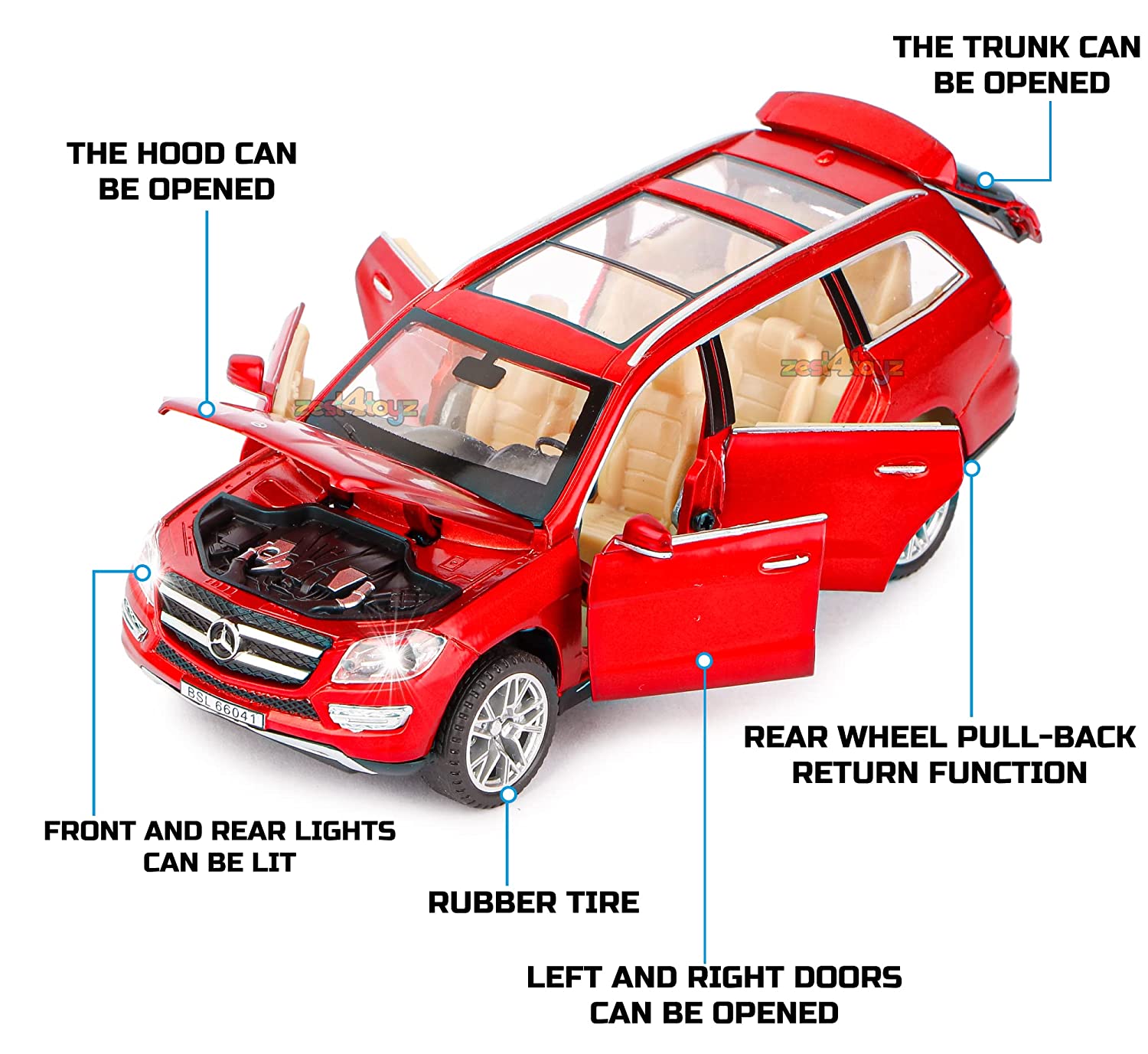 Pullback Metal Diecast Toy Car with Multi Door Openable Light for Kids ...