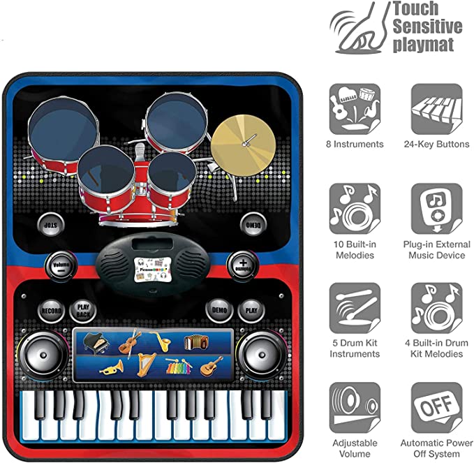Functional Drum & Piano Foldable Music Mat || PIANO– KidsROAR