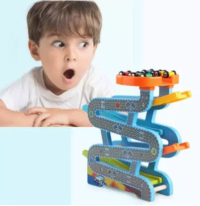 Wooden Magnetic Four Racetrack Viaduct Racing car Train Tracks Educati ...